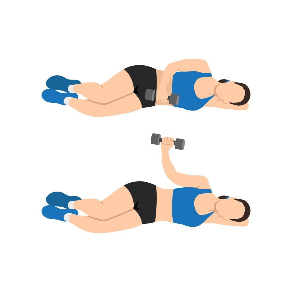 Woman doing laying dumbbell external shoulder rotation. 21333876 Vector ... Woman doing laying dumbbell external shoulder rotation. 21333876 Vector ...