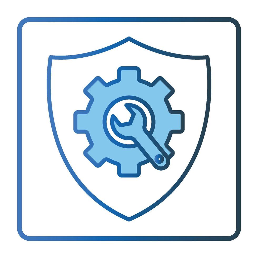 Shield icon illustration with gear and wrench. icon related to tool. Two tone icon style, lineal ...