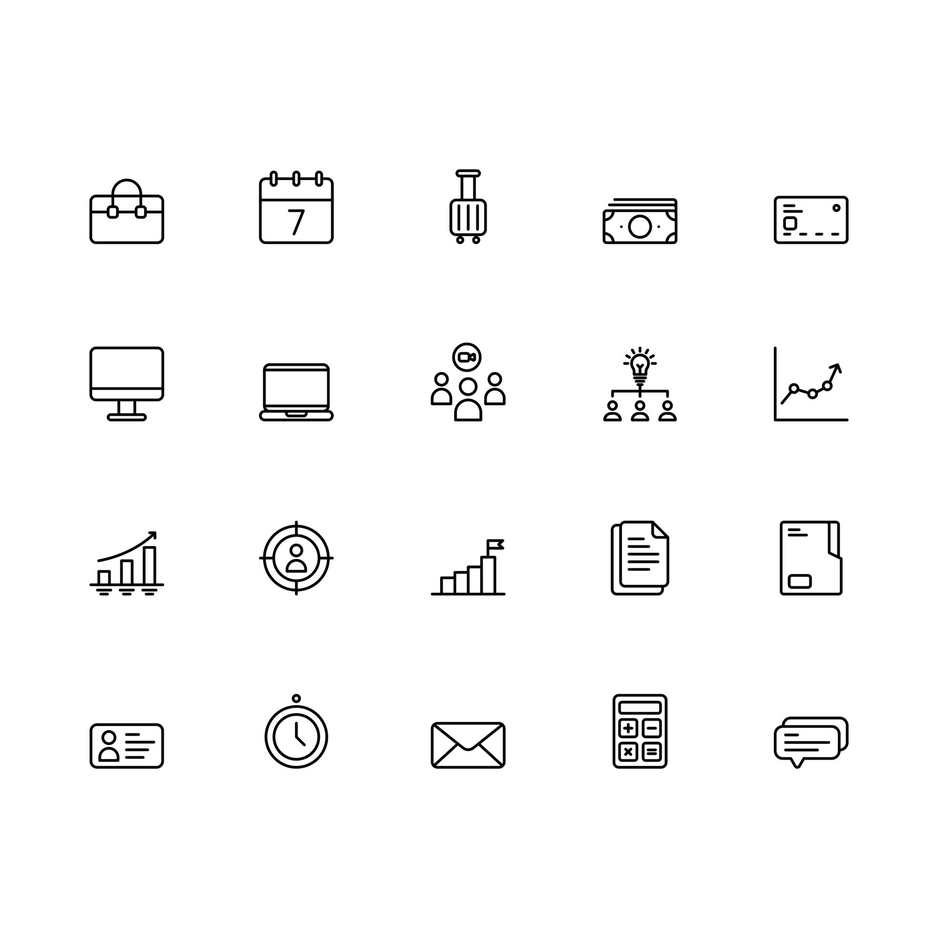 Business icon set. Business outline icon set. Vector illustration ...