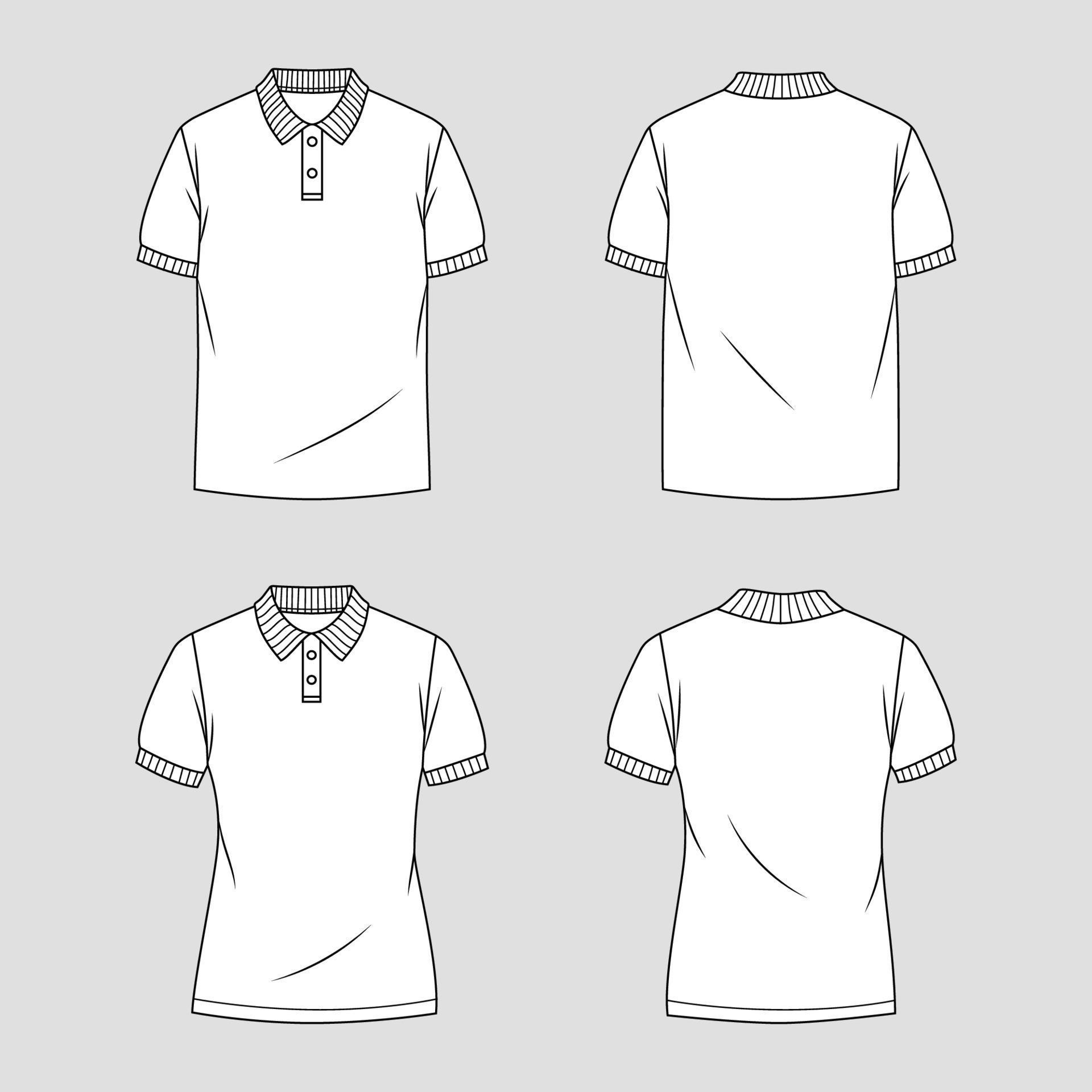 Set Of Outlined Polo White Tshirt Template 21337348 Vector Art At Vecteezy