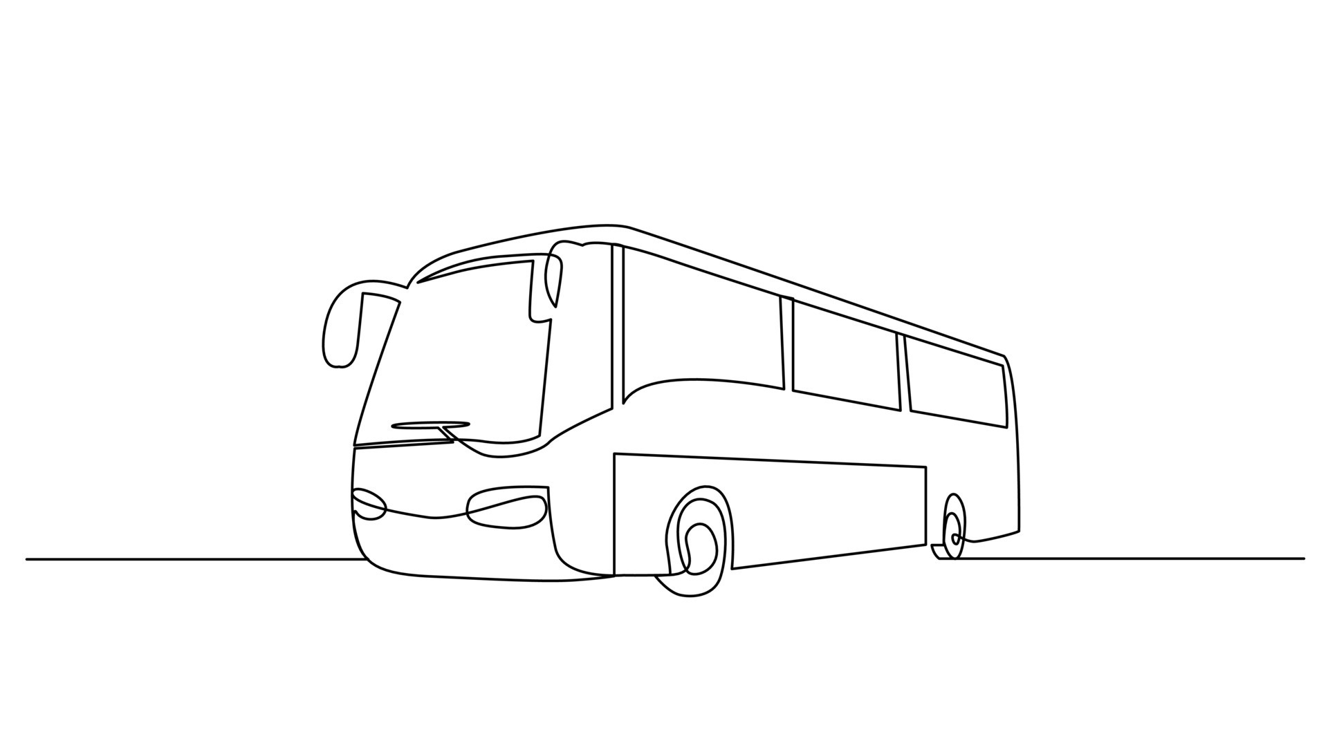 Continuous line art or One Line drawing bus for vector illustration ...
