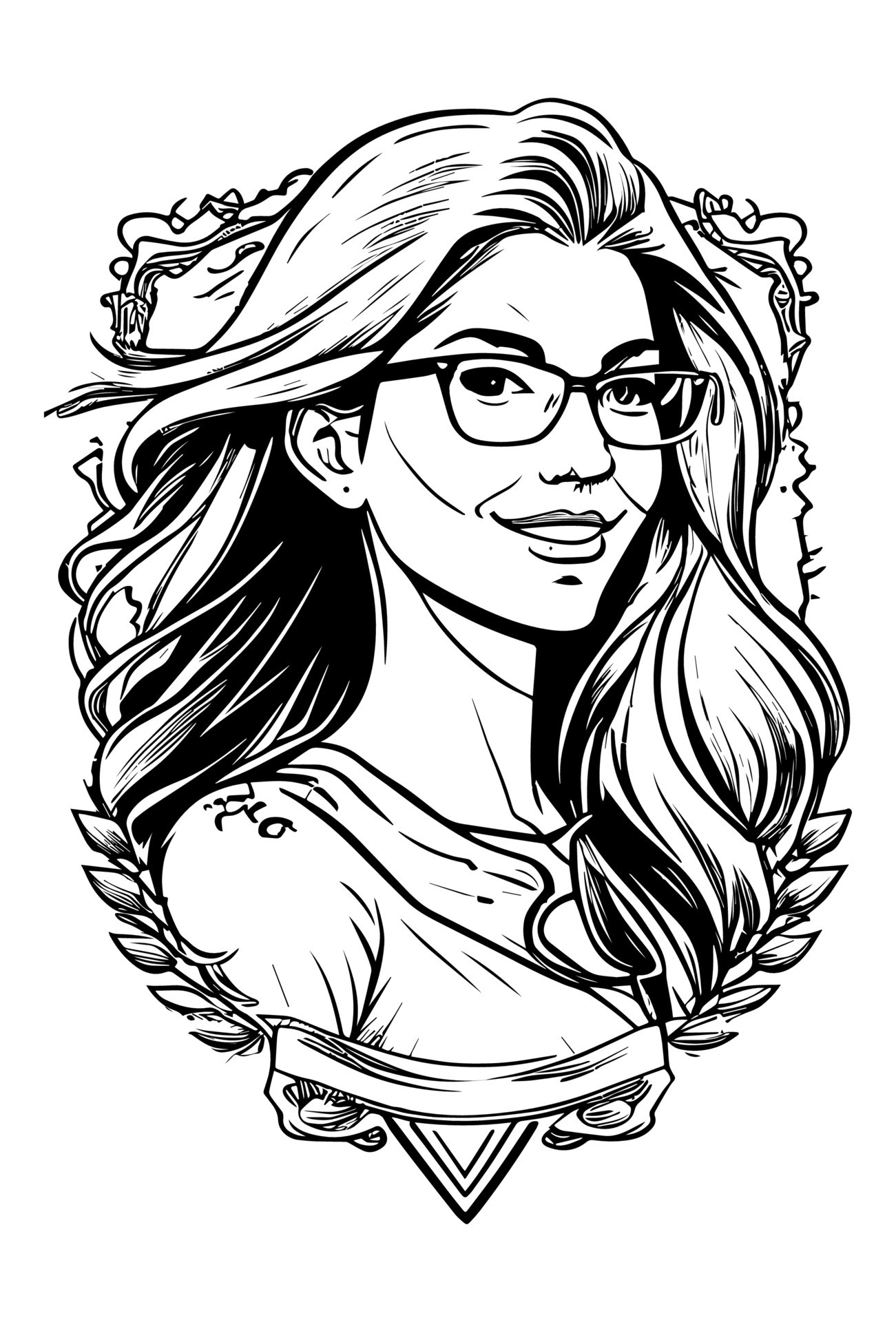 Potrait Girl Black And White Hand Drawn Illustration 21337608 Vector Art At Vecteezy