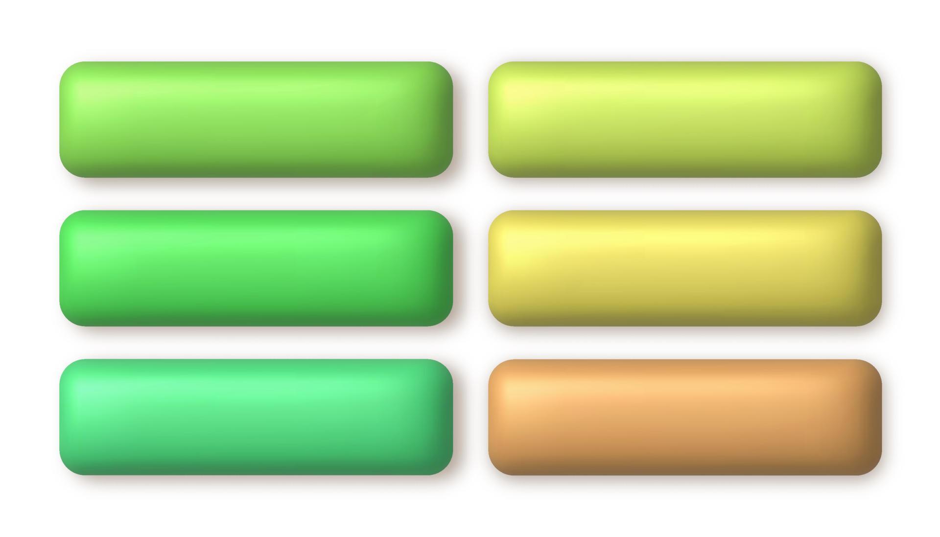 Set of cute green and beige 3d buttons for web design. 3d realistic ...