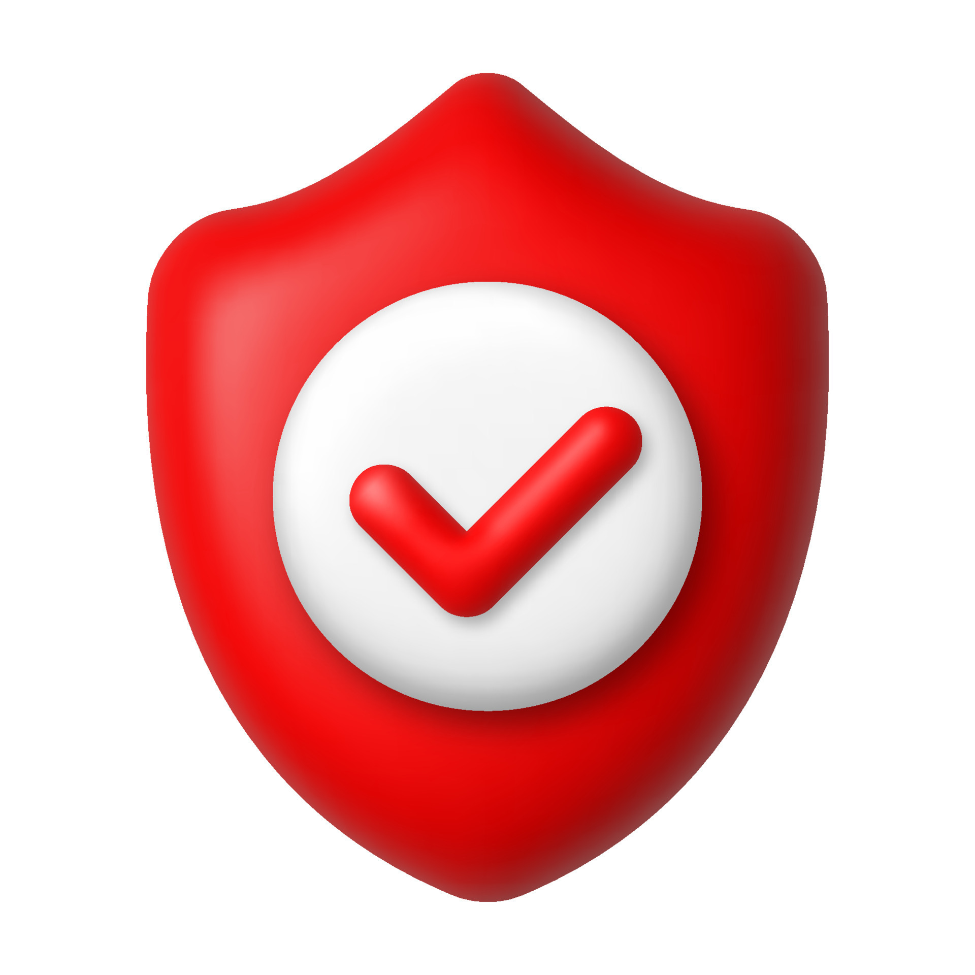 Red Checkmark And Shield 3d Icon Security And Protection Concept 3d