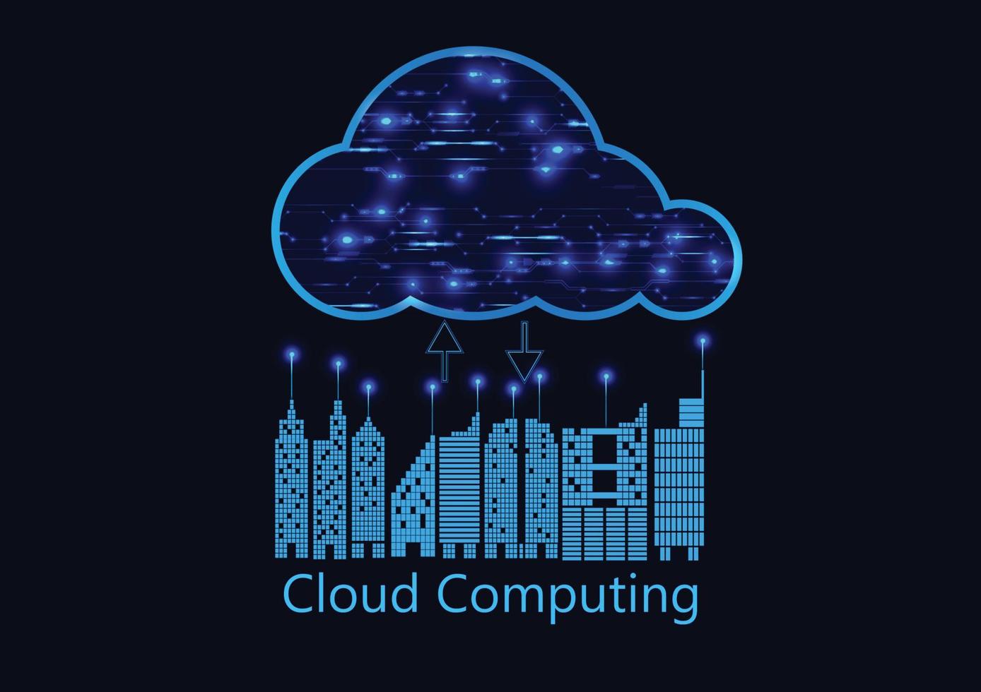 Graphics Building Of A City With Cloud Concept Data Transfer Cloud