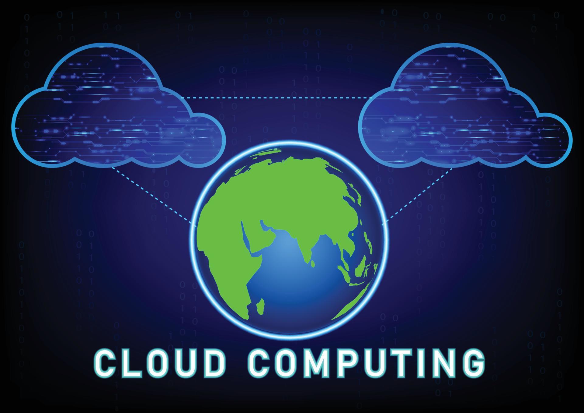 Cloud computing concept with globe concept cloud computing technology vector illustration ...