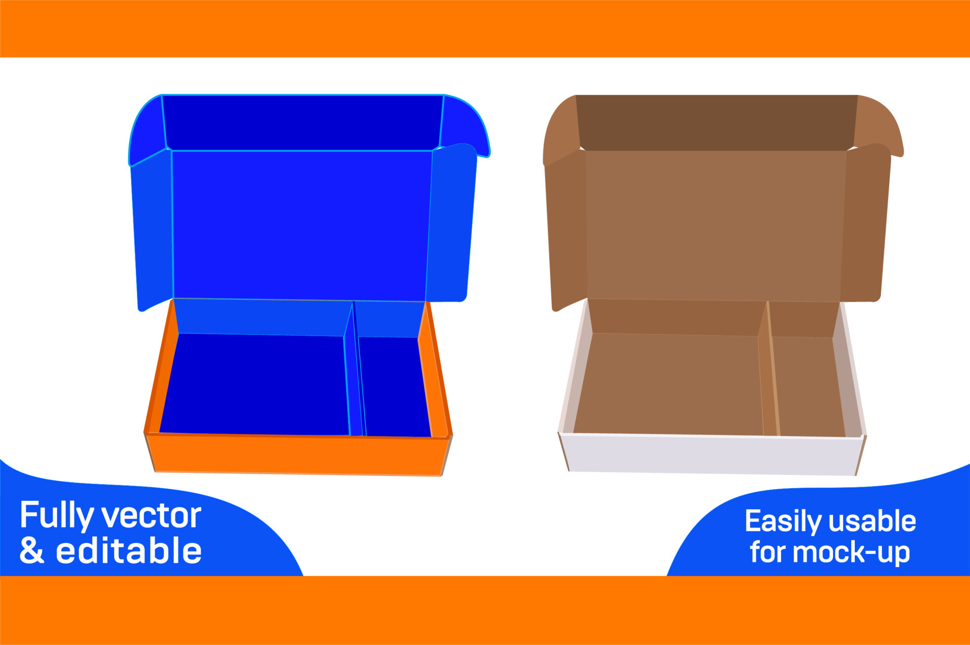 Mailer box or Corrugated shipping roll end box with separator dieline ... Mailer box or Corrugated shipping roll end box with separator dieline ...