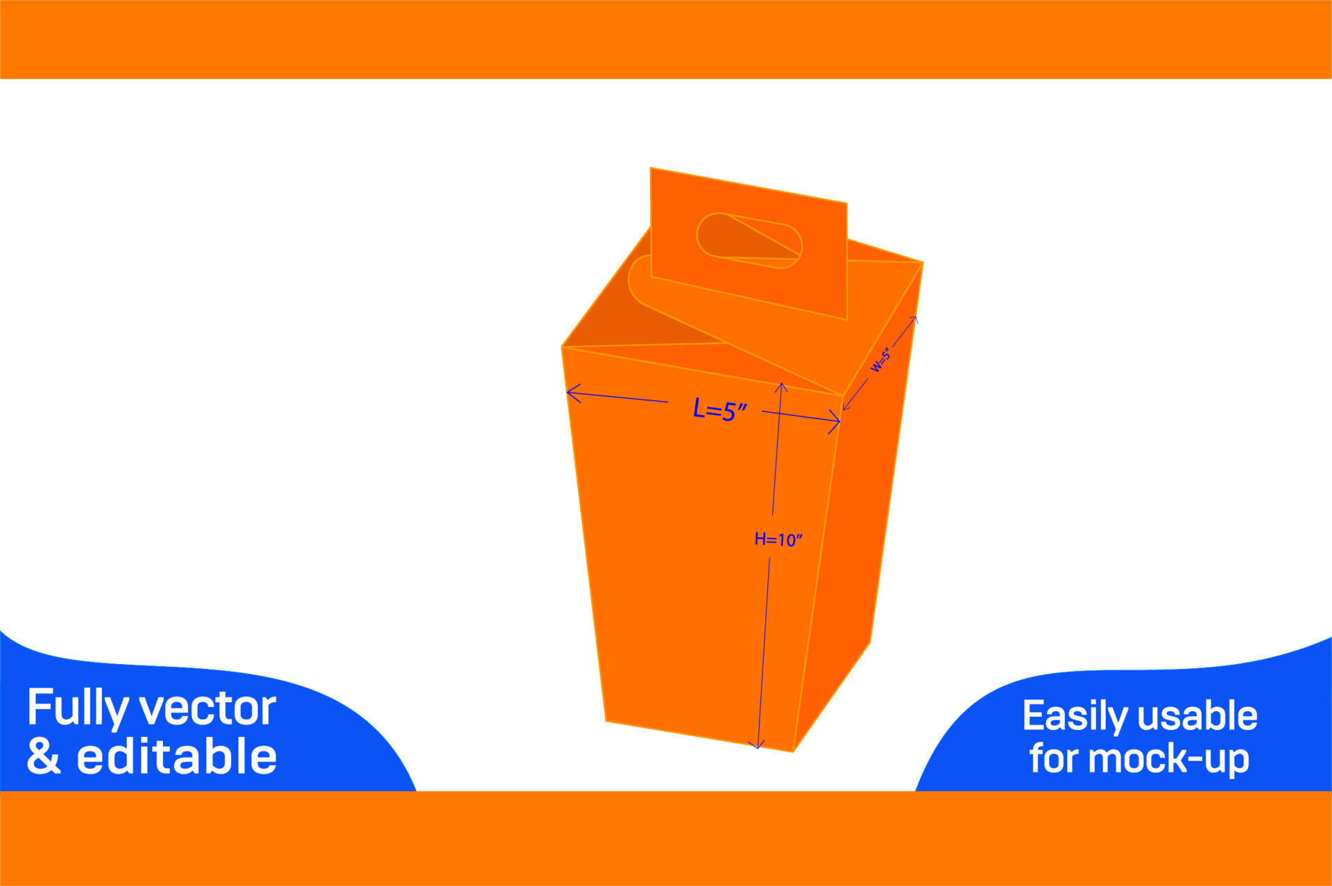 Gift box design with handle dieline template and 3D vector file 3D box ...