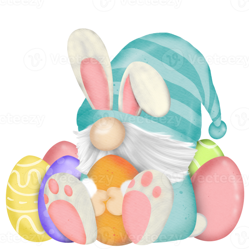 Gnome Watercolor Easter Clipart, Spring png, Gnome Rabbit 21358602 PNG