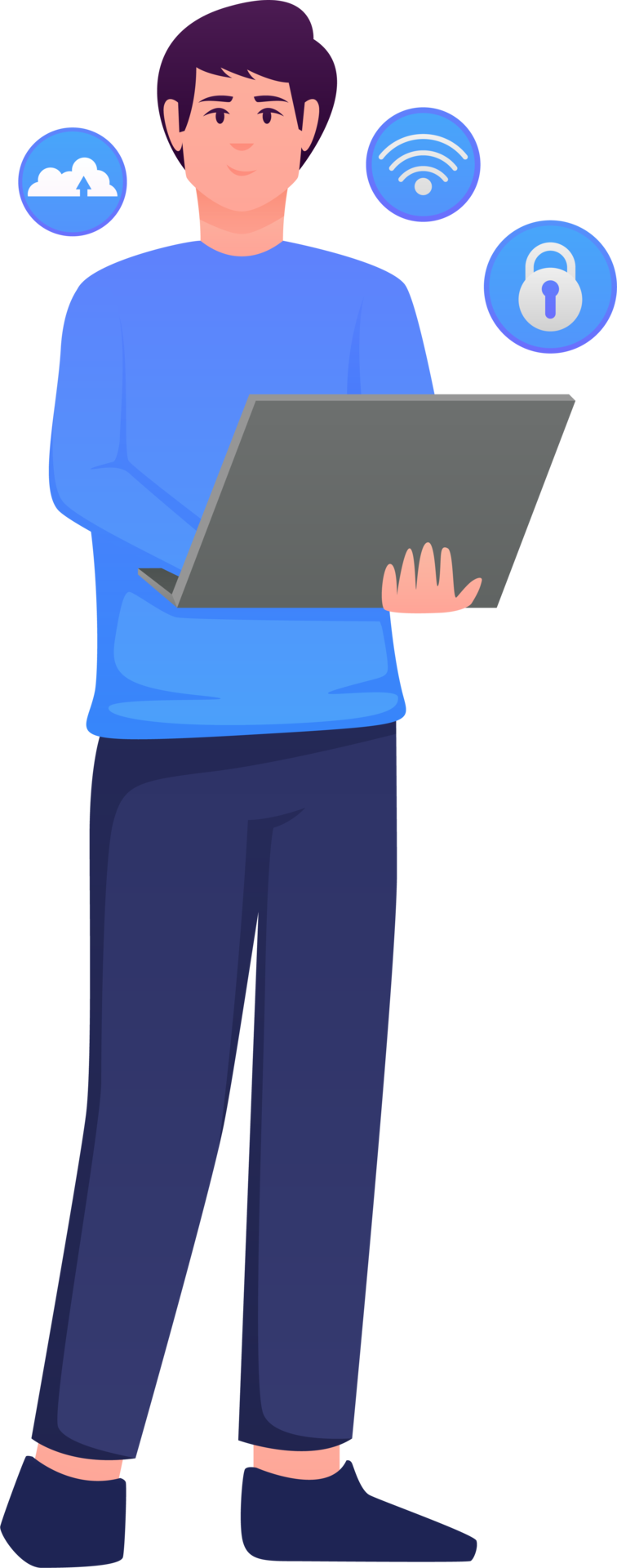 Digital Data Protection Illustration With Cyber Security Cartoon