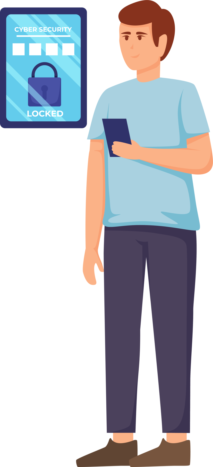 Digital Data Protection Illustration With Cyber Security Cartoon Character Cloud Computing