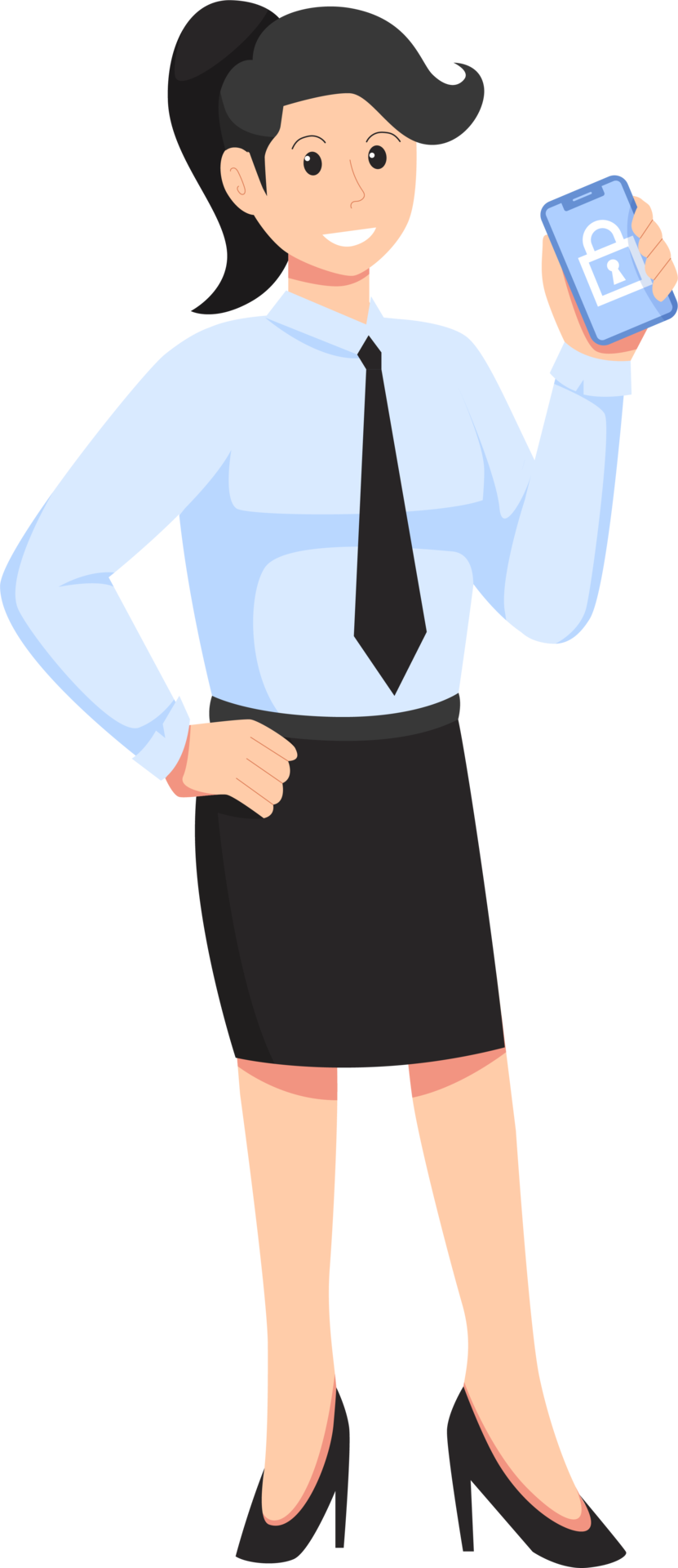 Digital Data Protection Illustration With Cyber Security Cartoon