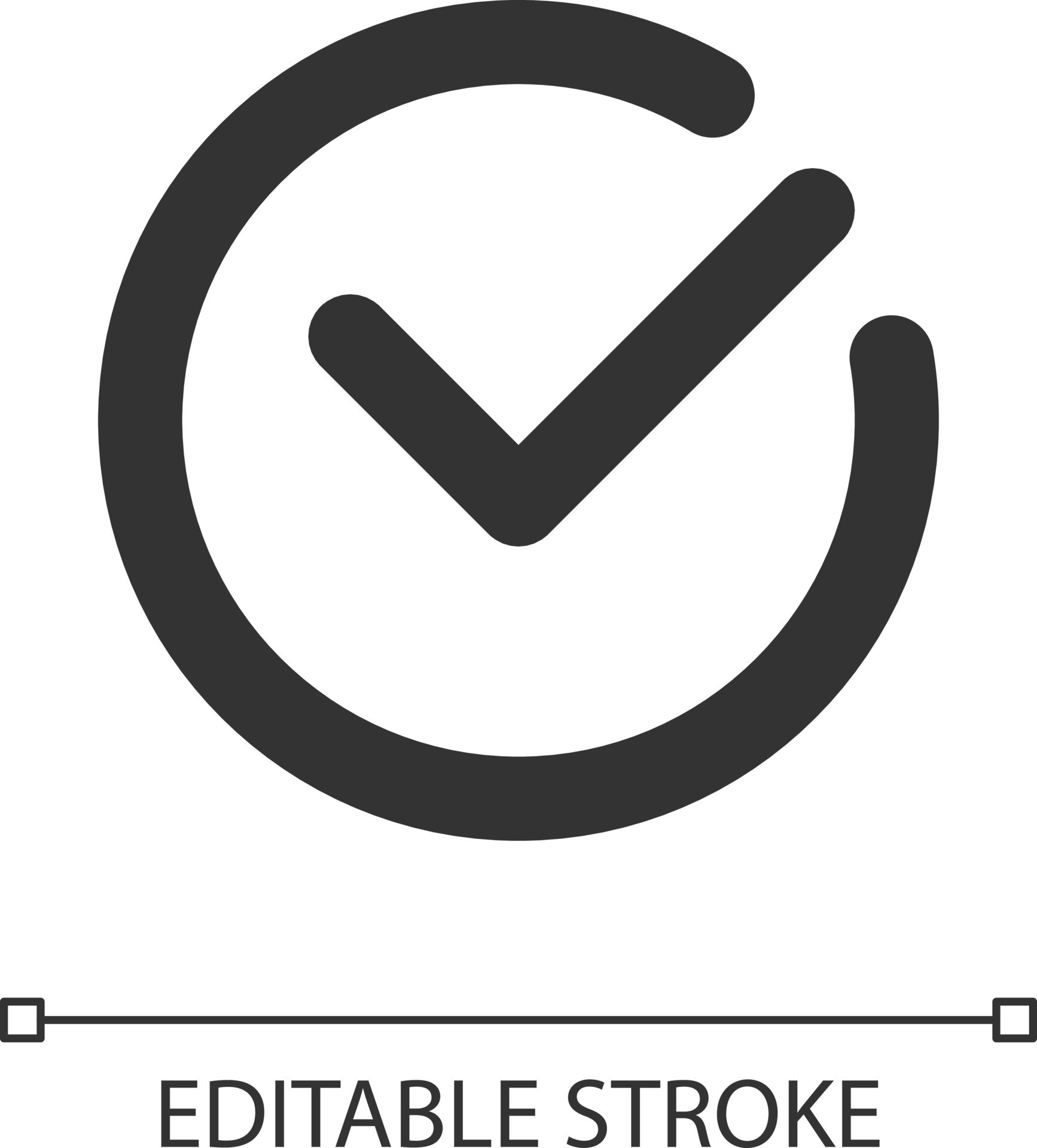 Accept button pixel perfect linear ui icon. Approve changes. Toolbar control element. GUI, UX ...