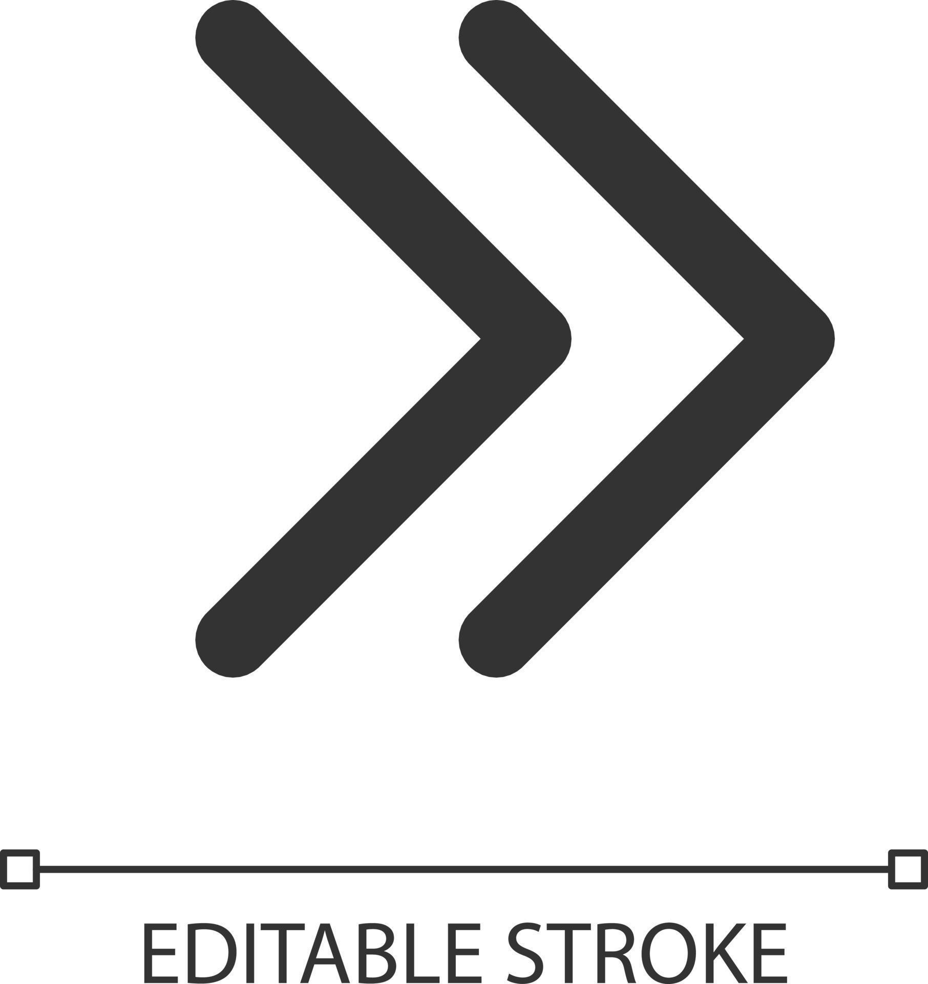 Right double arrow pixel perfect linear ui icon. Guillemets. Fast forward button. Speed up. GUI ...