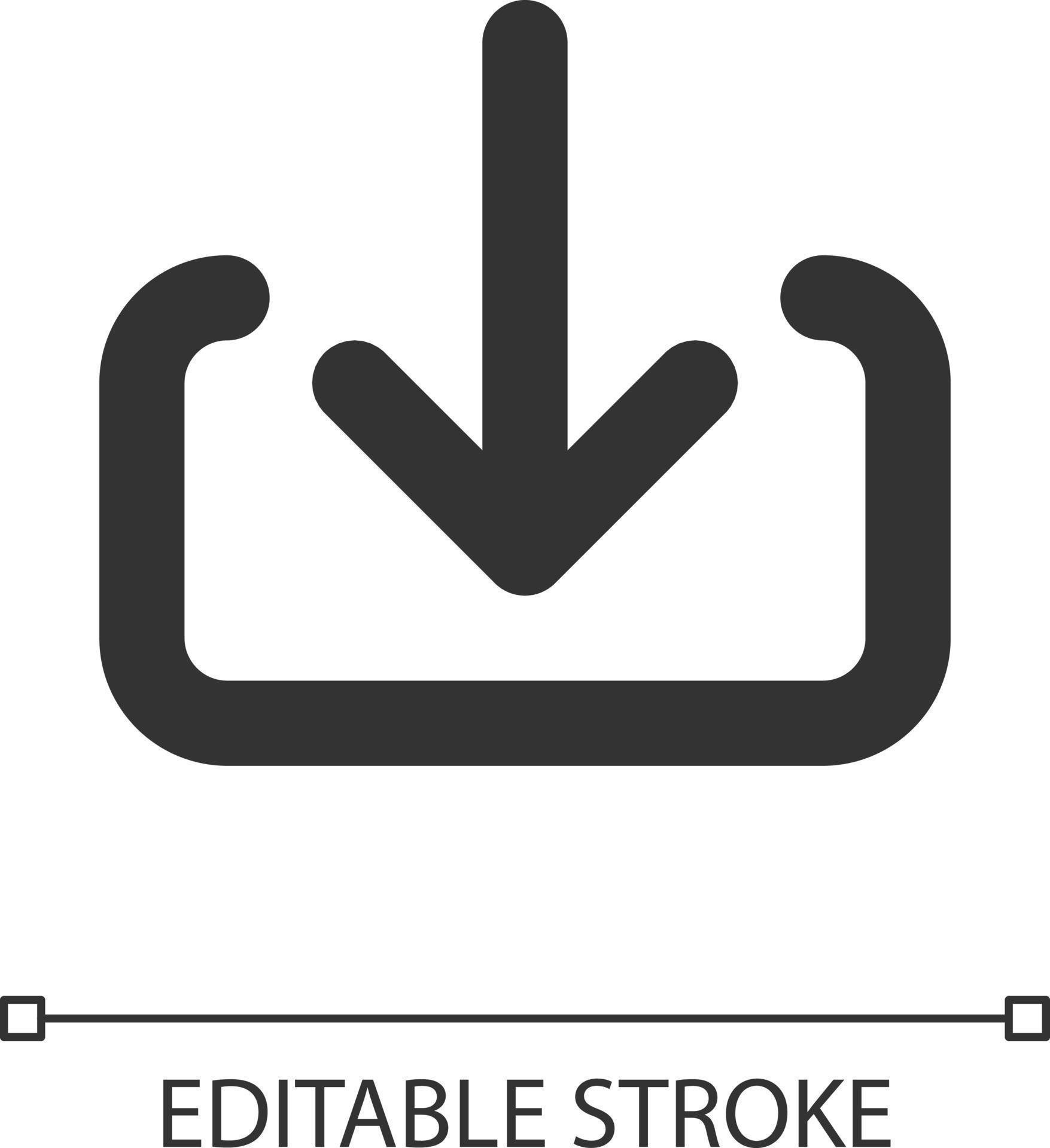 Download file pixel perfect linear ui icon. Uploading process. Transferring data to storage. GUI ...