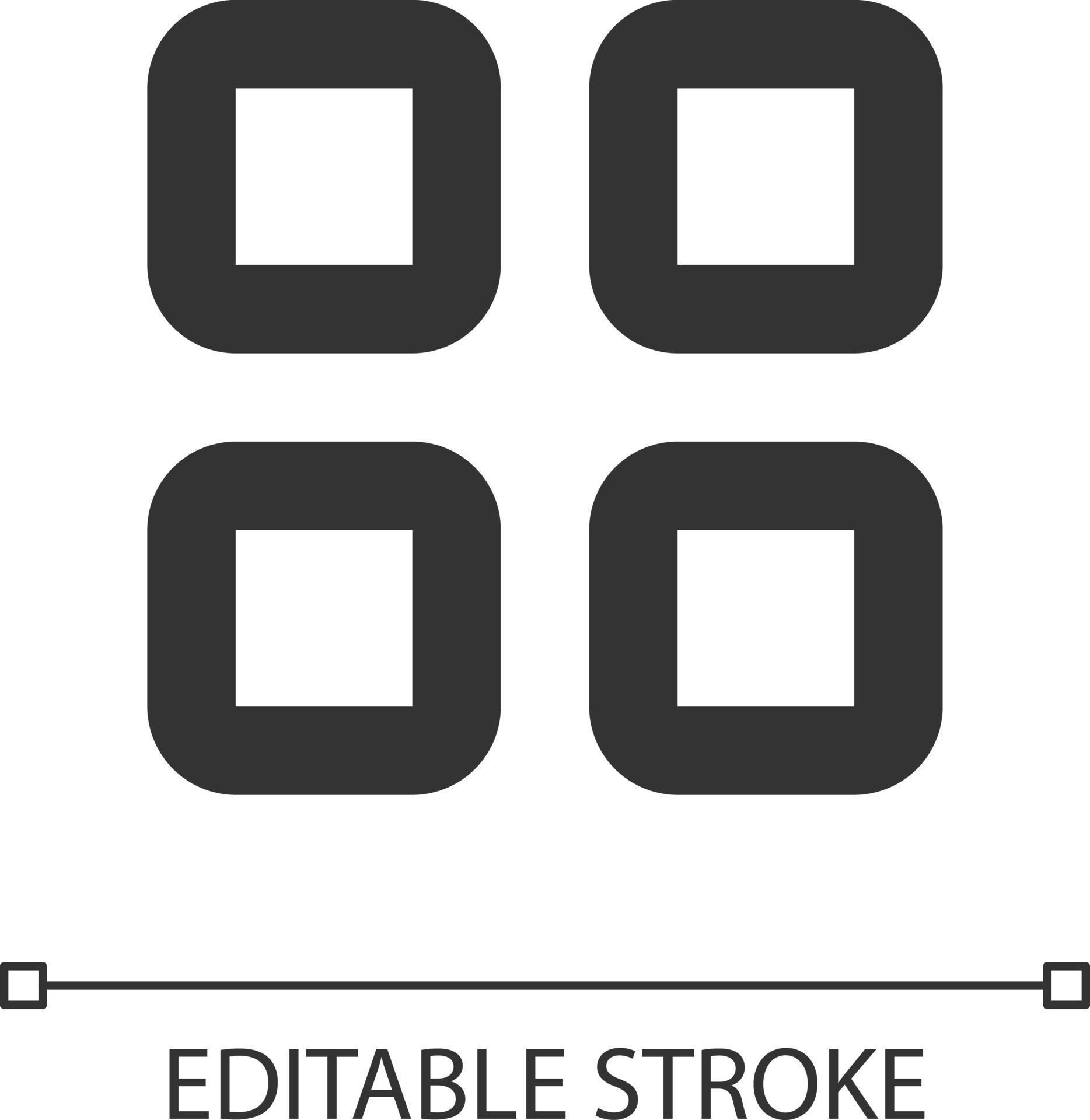 Bento like menu pixel perfect linear ui icon. Four squares. Chocolate menu representation. GUI ...