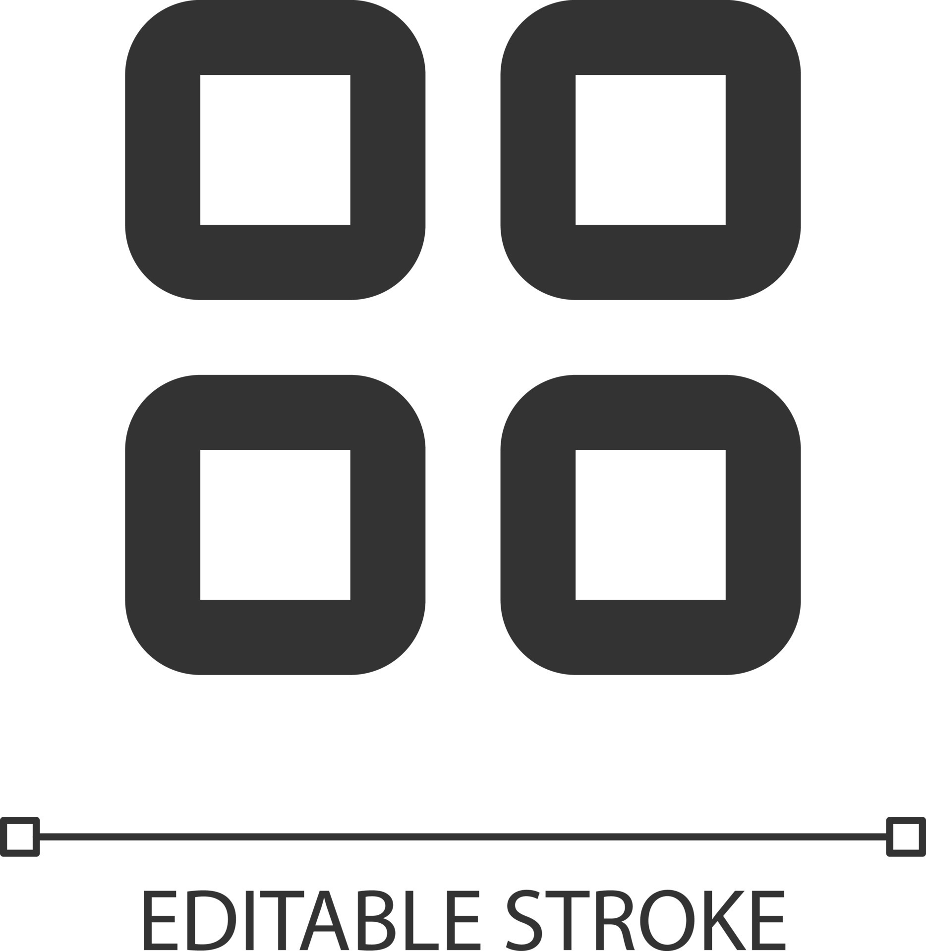 Bento Like Menu Pixel Perfect Linear Ui Icon Four Squares Chocolate