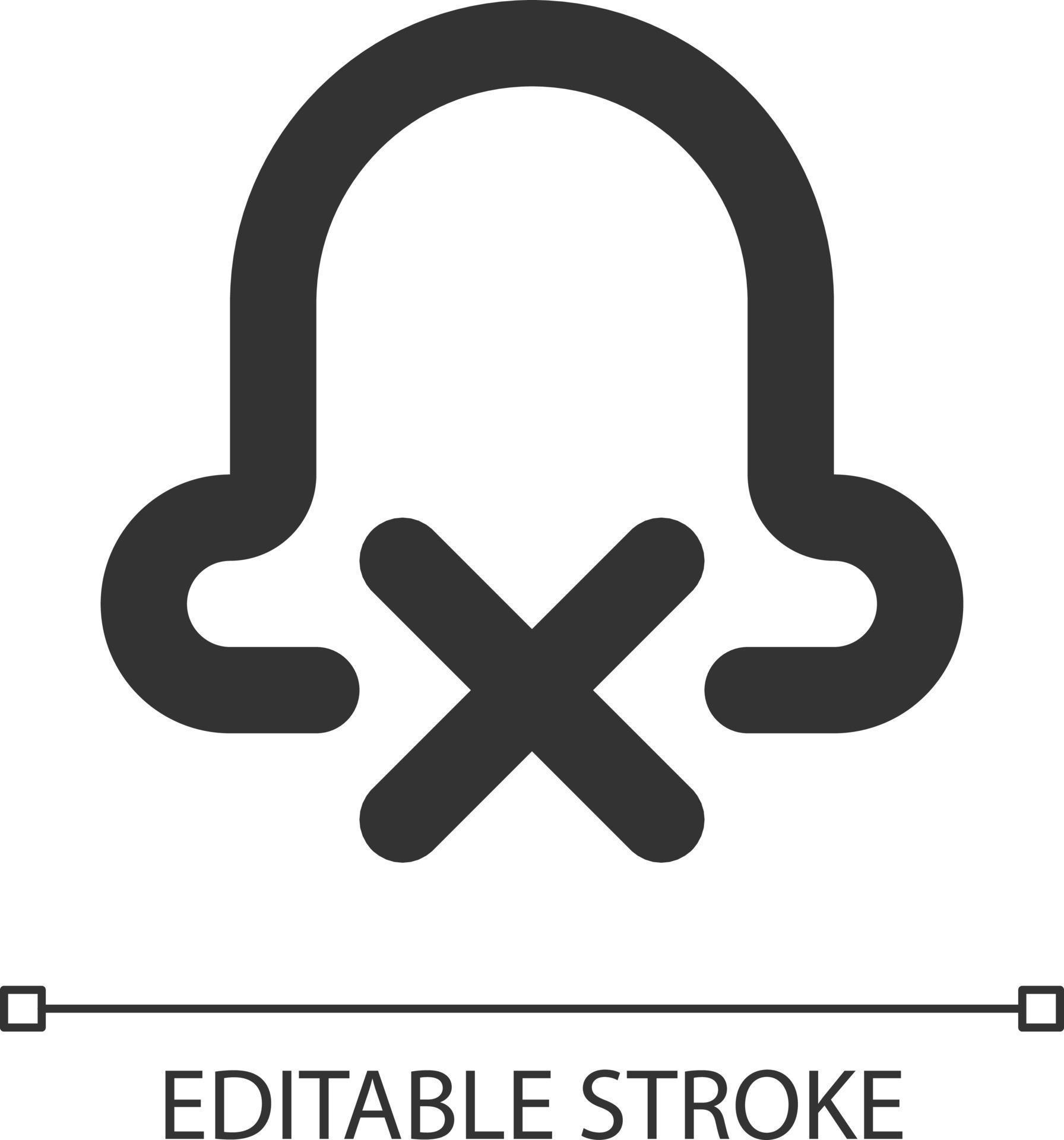 Silent notifications pixel perfect linear ui icon. Disable notifications. Adjust setting. GUI ...