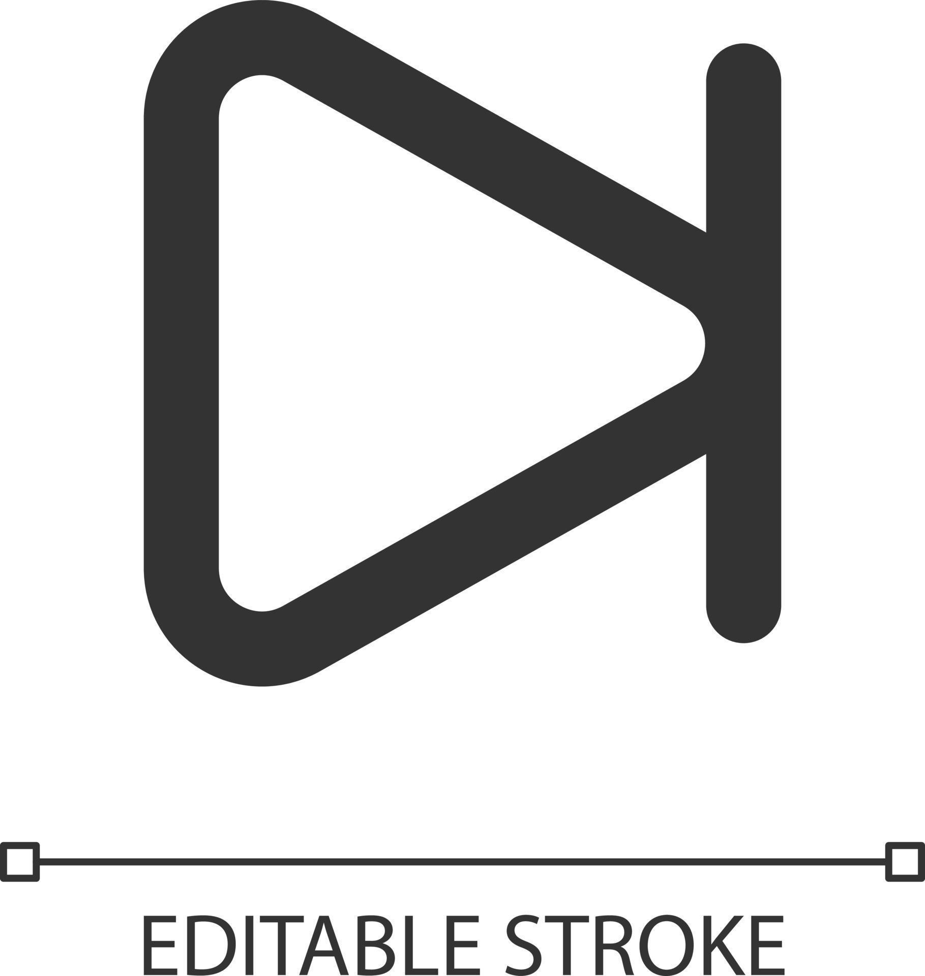 Skip next button pixel perfect linear ui icon. Music player bar. Playing multimedia file. GUI ...