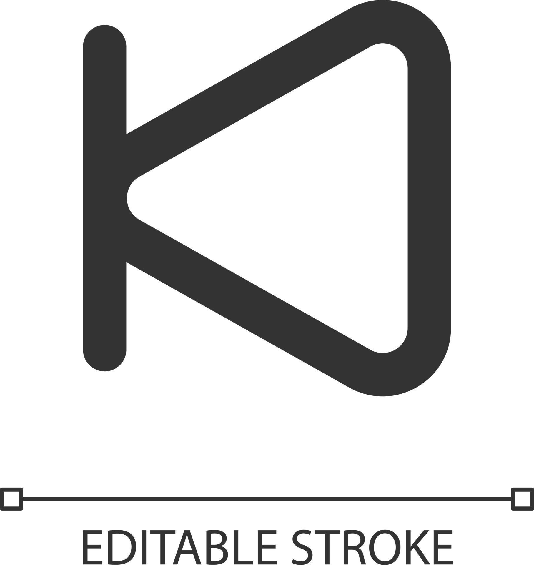 Skip previous button pixel perfect linear ui icon. Music player bar. Playing multimedia file ...