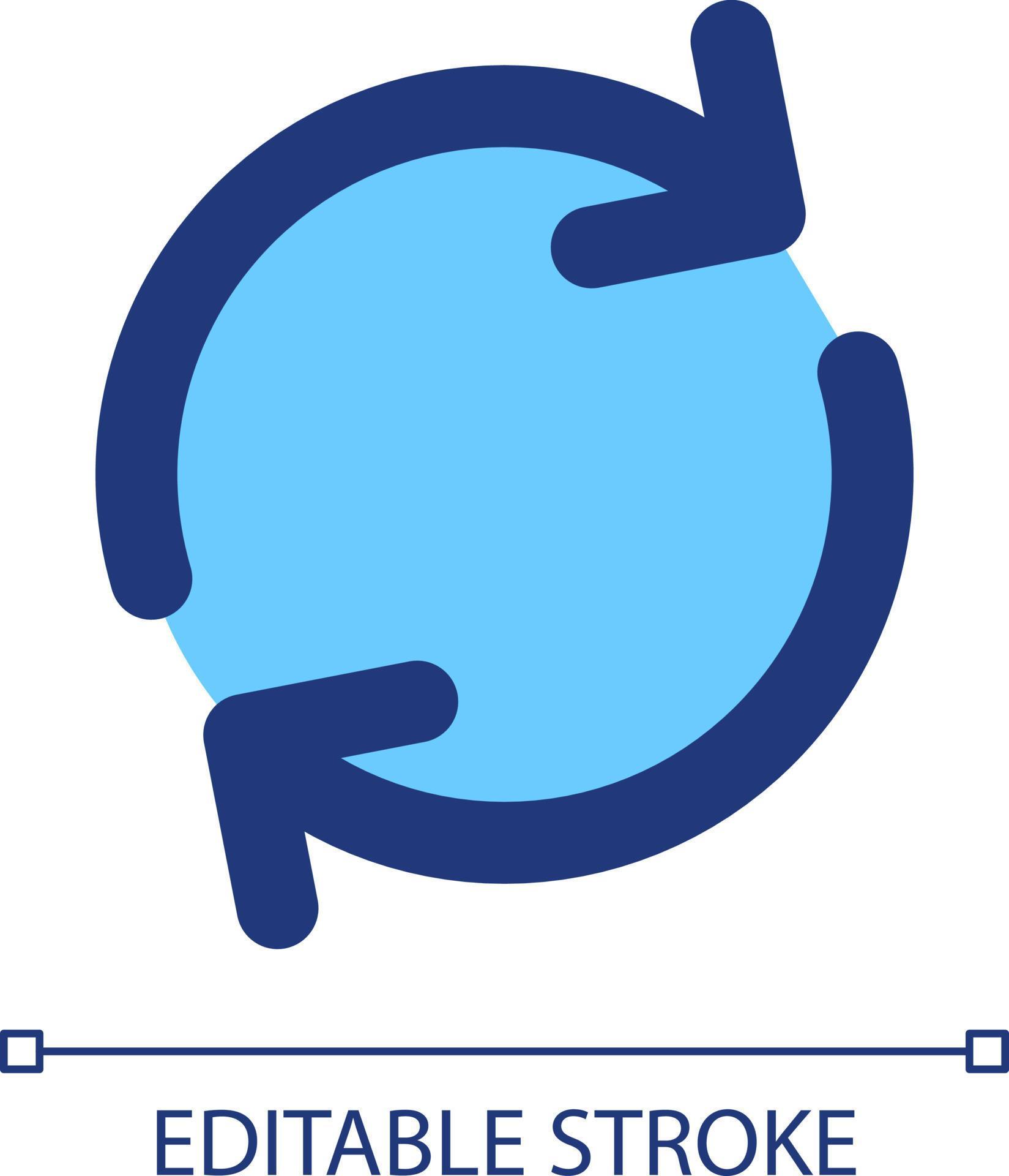 Synchronization pixel perfect RGB color ui icon. Rotating arrows. Sync process. Simple filled ...