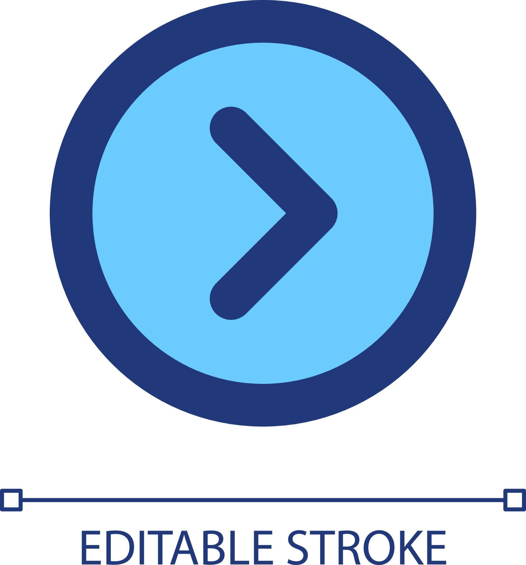 Arrow right button pixel perfect RGB color ui icon. Next track. Menu command. Simple filled line ...