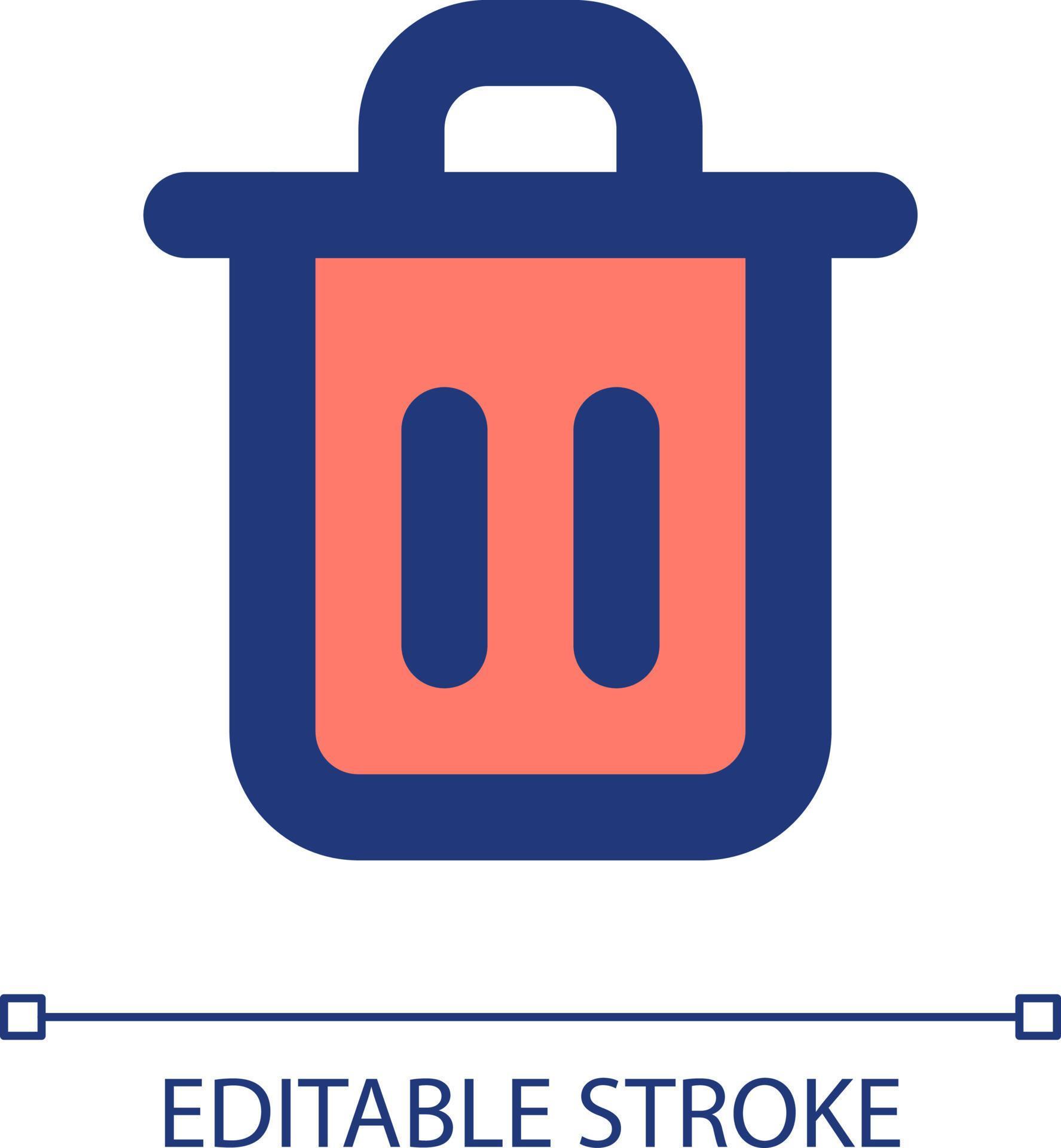 Trash can pixel perfect RGB color ui icon. Delete button. Recycle bin. Container. Simple filled ...