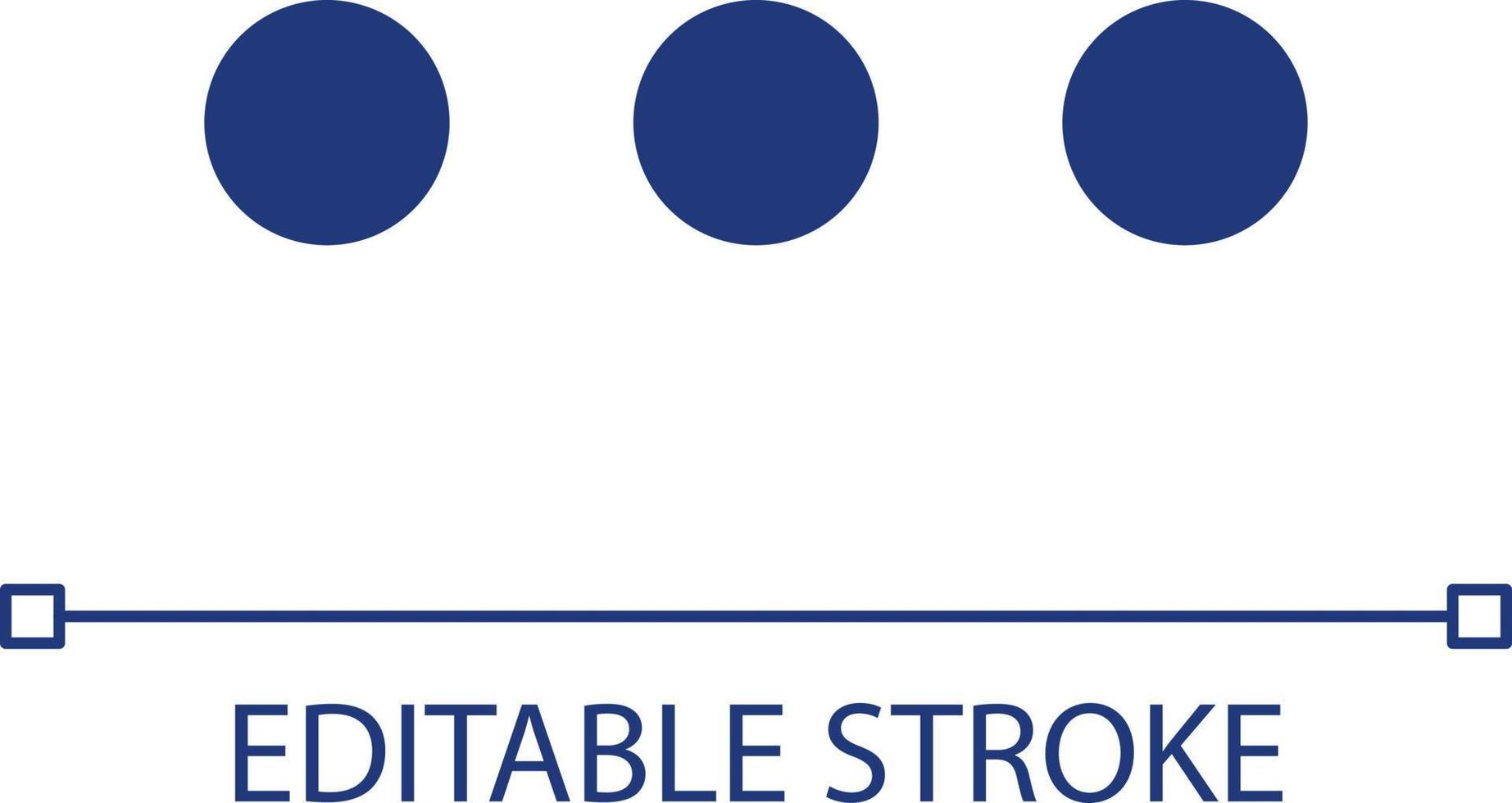 Three horizontal dots menu pixel perfect RGB color ui icon. Meatballs menu. Simple filled line ...