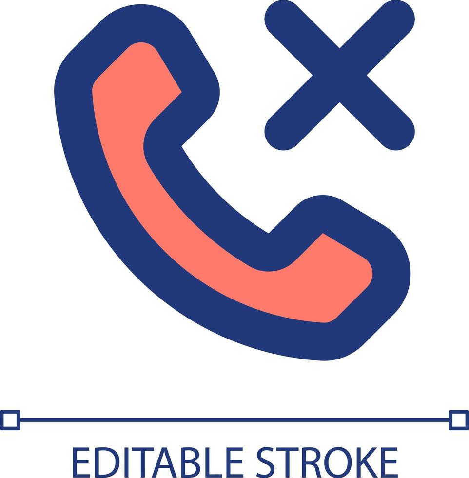 Decline phone call pixel perfect RGB color ui icon. Reject feature. Simple filled line element ...