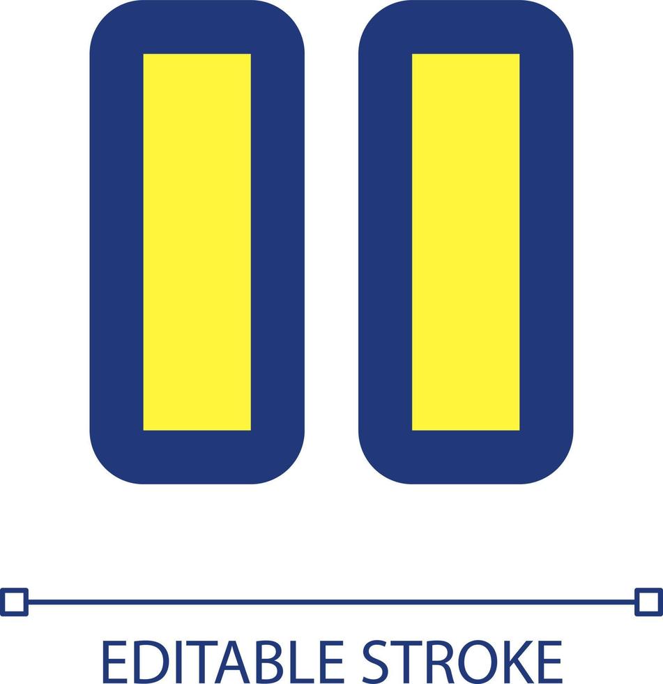 Pause button pixel perfect RGB color ui icon. Music player. Playing multimedia. Simple filled ...