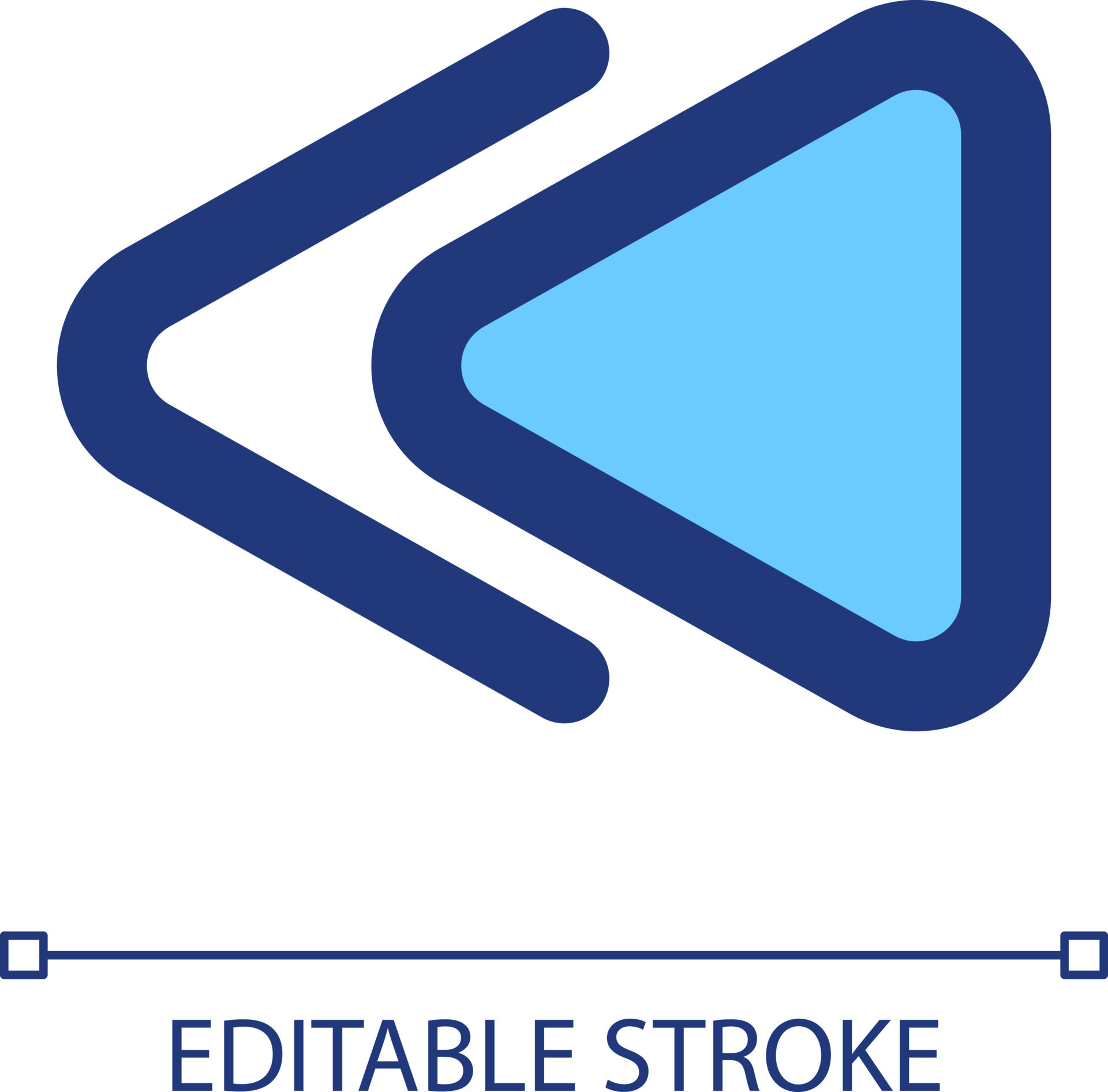 Fast reverse button pixel perfect RGB color ui icon. Music player. Playing video. Simple filled ...