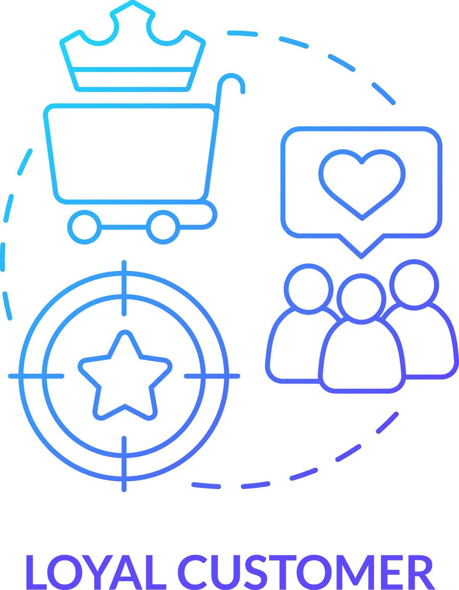 Loyal customers blue gradient concept icon. Users with positive experience. Type of clients ...