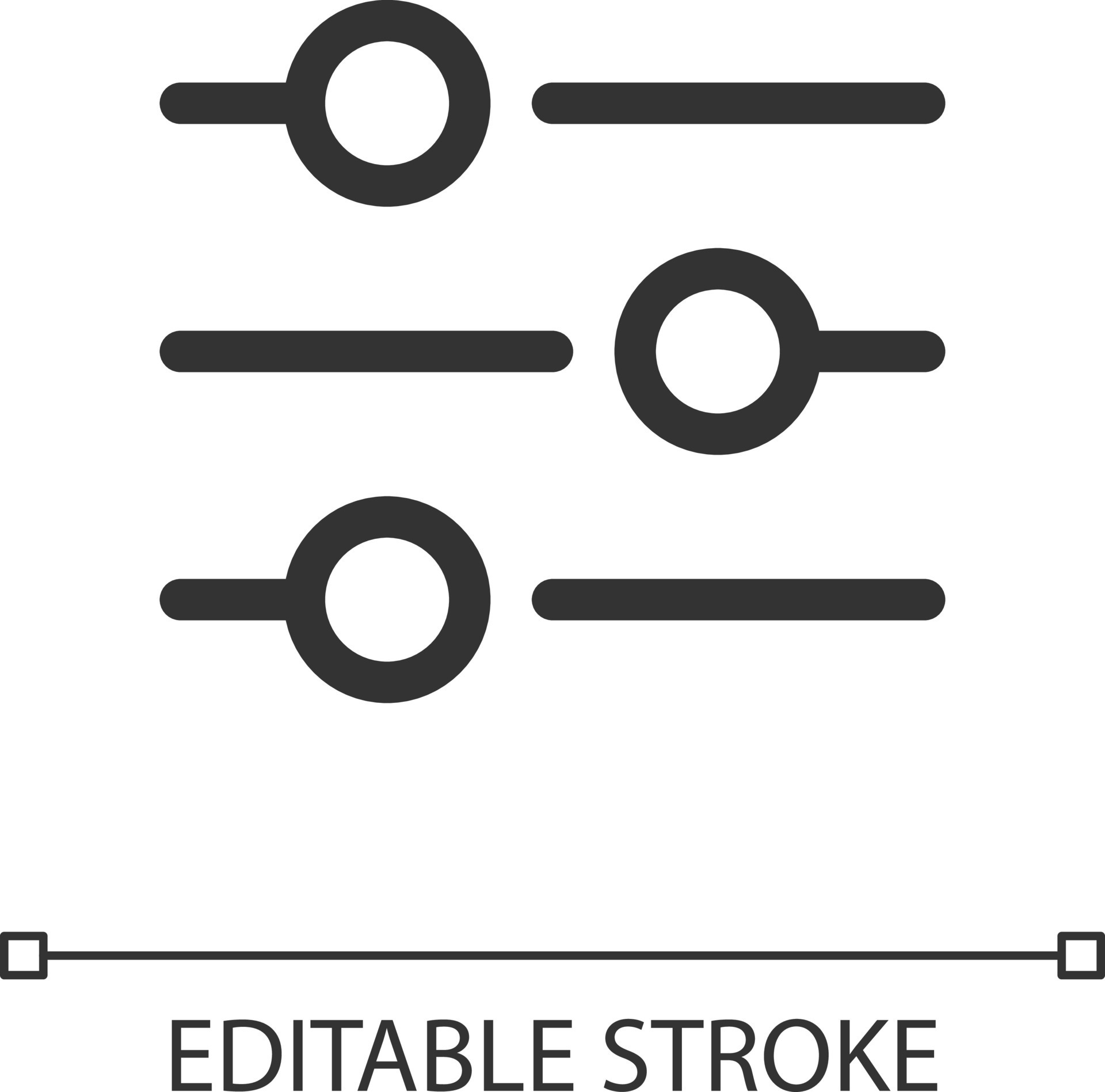 Adjustments pixel perfect linear ui icon. Photo and video editing. Customizable changes. GUI, UX ...