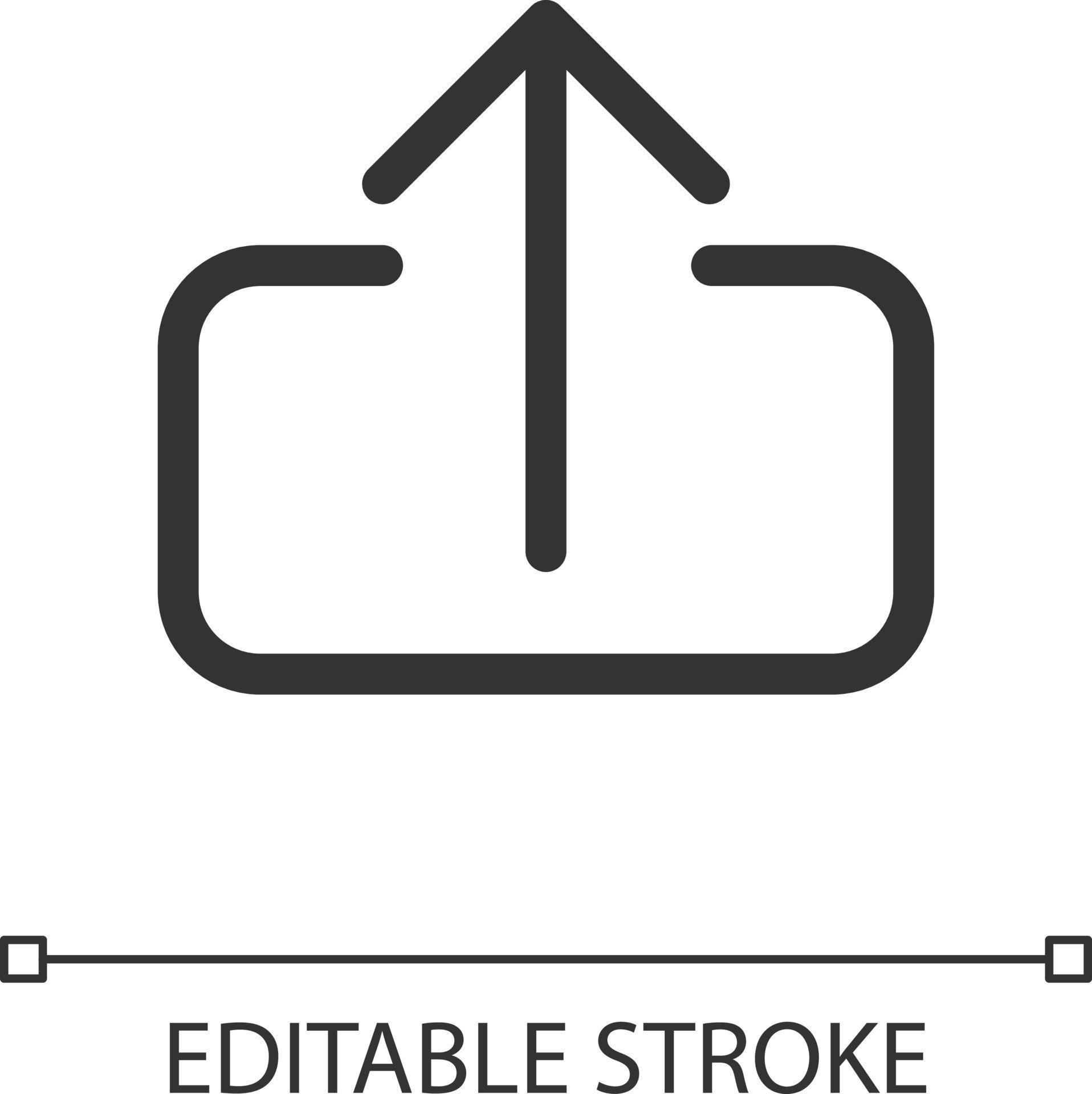 Upload file pixel perfect linear ui icon. Digital transmission via internet. Social media. GUI ...