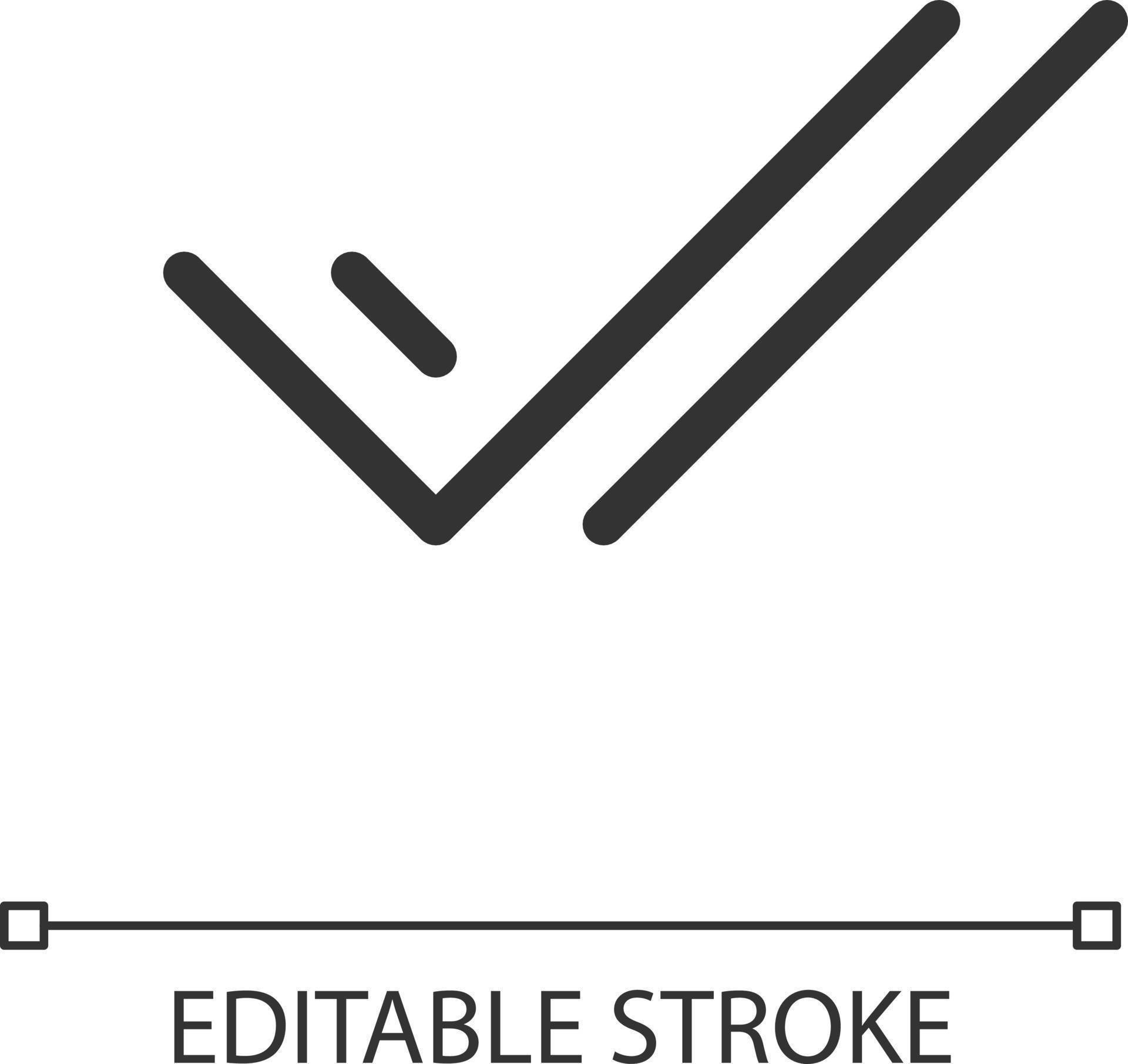 Two checkmarks pixel perfect linear ui icon. Messenger indicator. Social media. Online chat. GUI ...