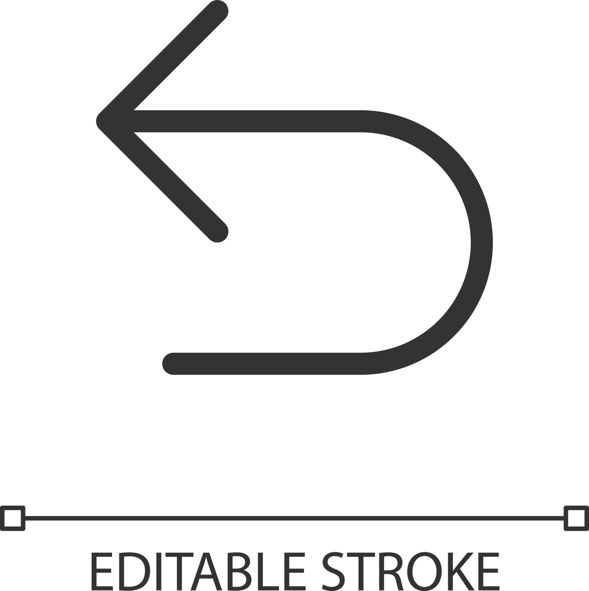 Undo pixel perfect linear ui icon. Digital program navigation. Move to previous step. Pointer ...