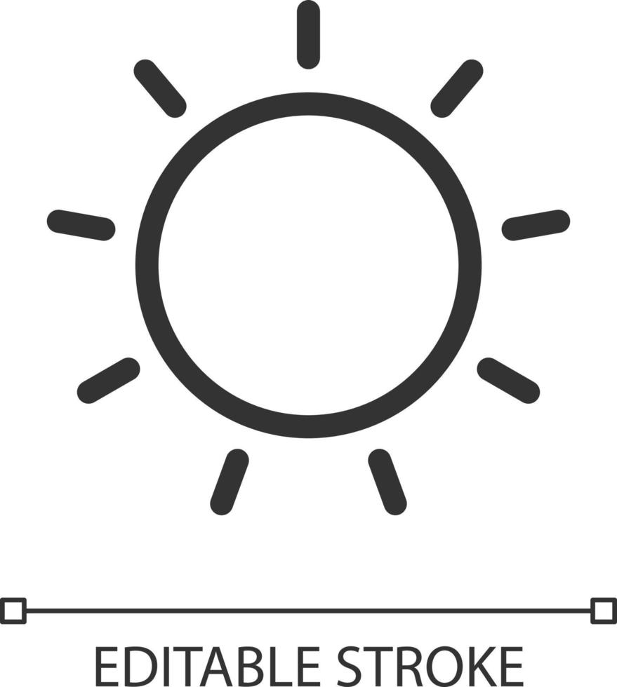 Dom píxel Perfecto lineal ui icono. brillo herramienta. foto editor ...