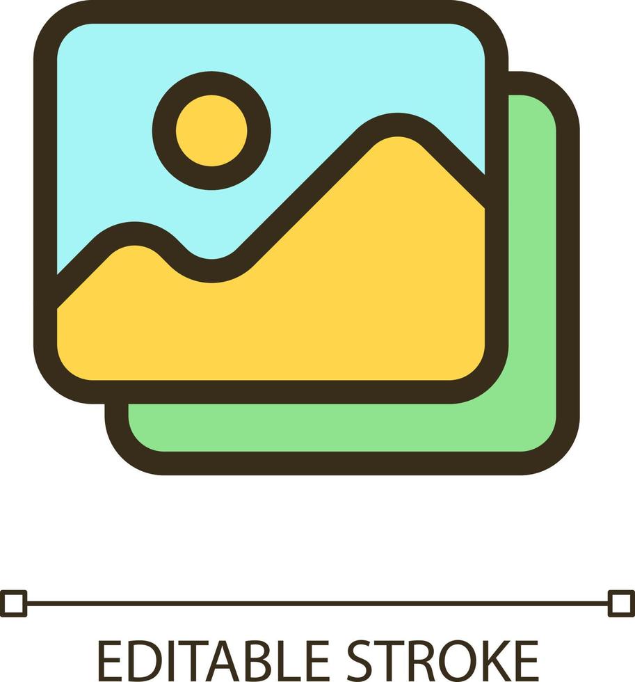 Set Of Pictures Pixel Perfect Rgb Color Ui Icon Digital Photo Library Simple Filled Line