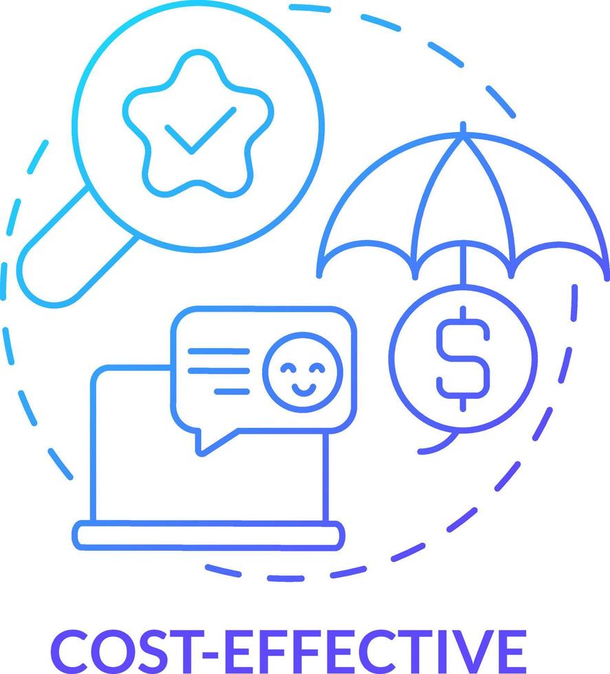 Cost effective blue gradient concept icon. Benefit of digital ... Cost effective blue gradient concept icon. Benefit of digital ...