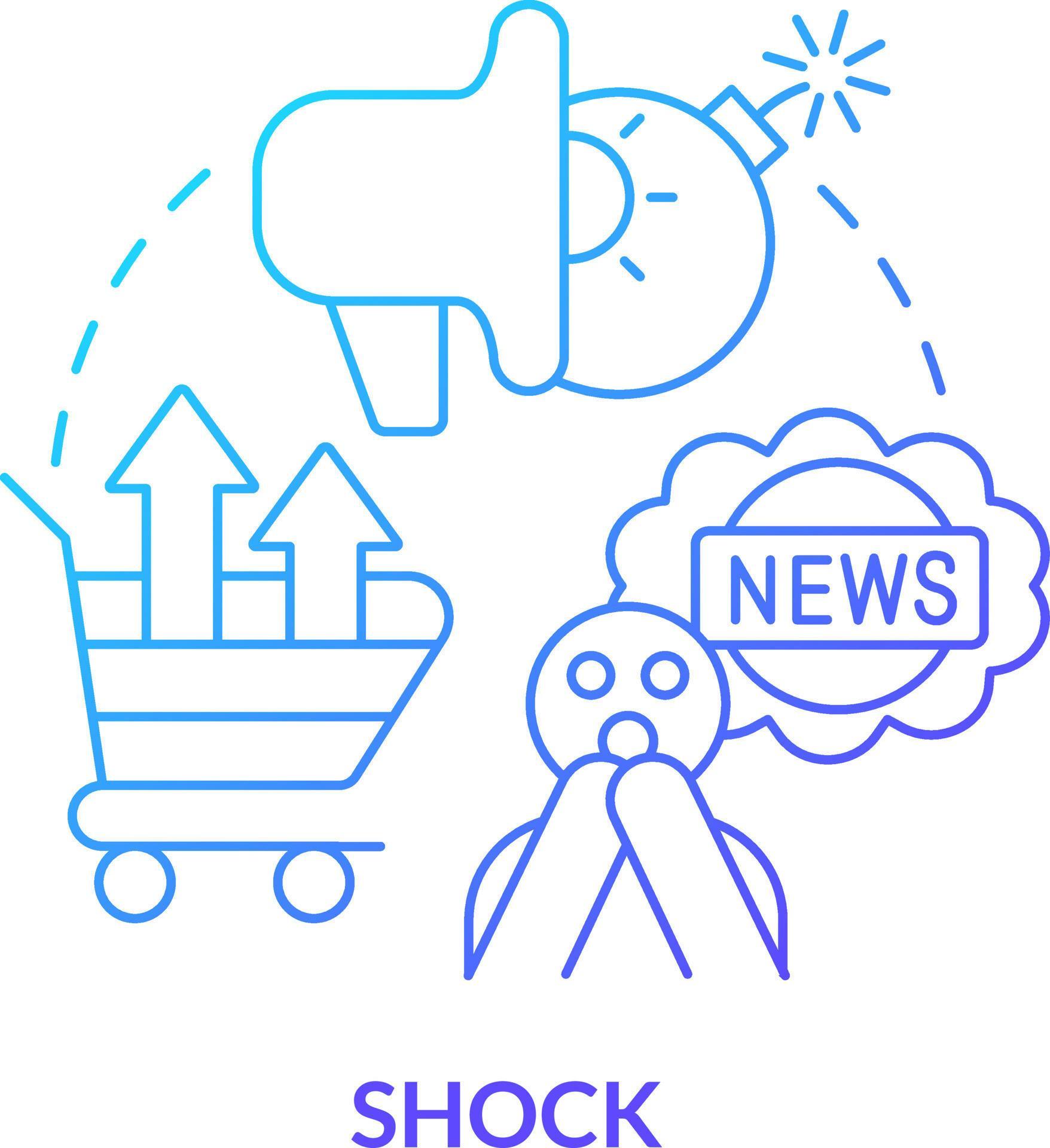 Shock blue gradient concept icon. Using emotional trigger in marketing abstract idea thin line ...