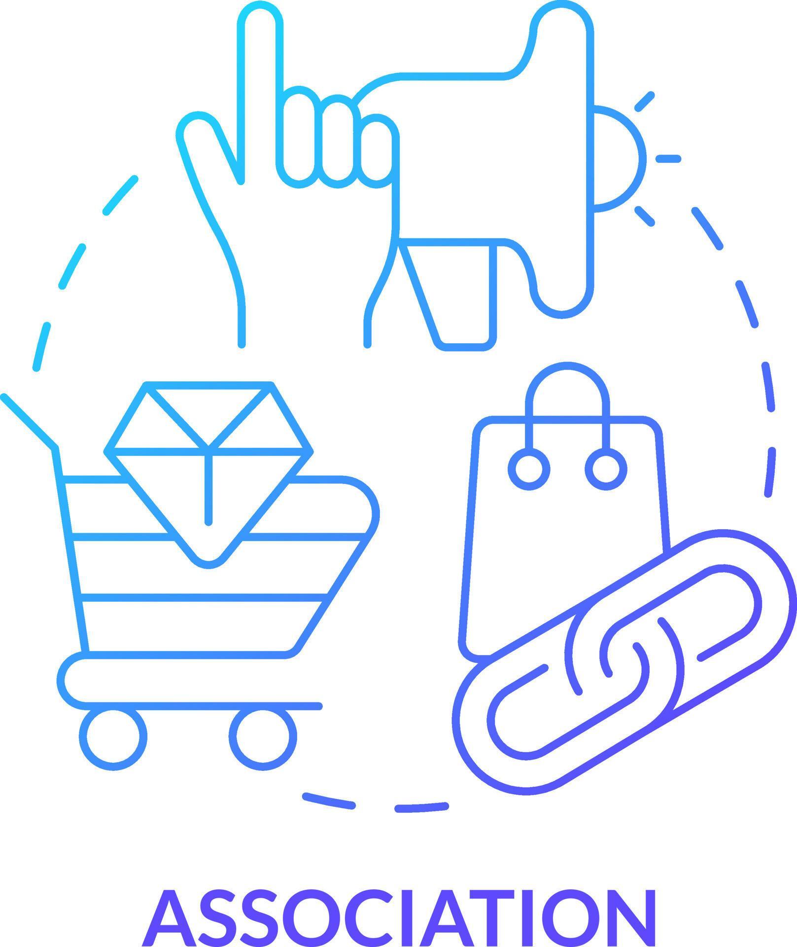 Association blue gradient concept icon. Using emotional trigger in marketing abstract idea thin ...