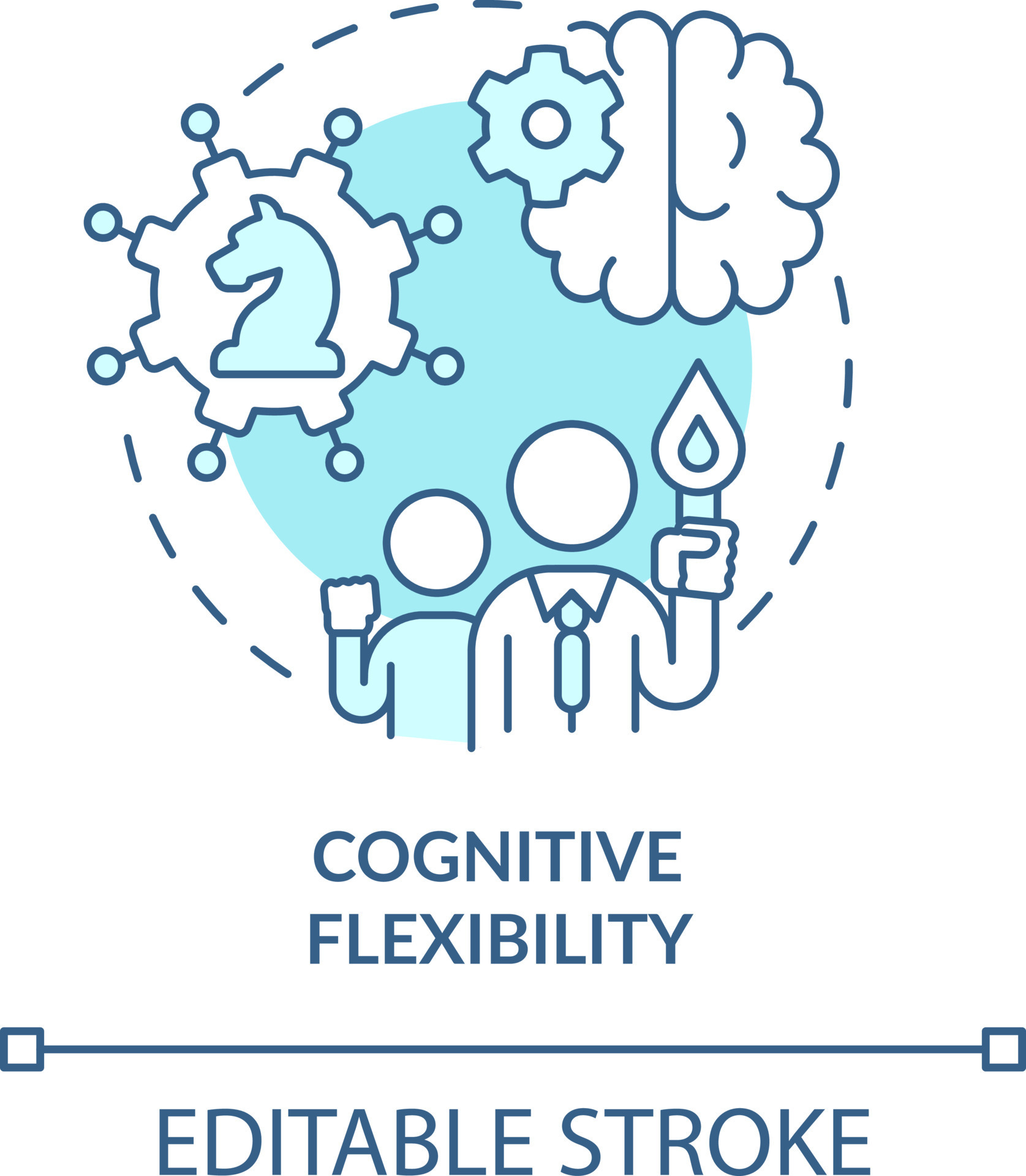 Cognitive flexibility turquoise concept icon. Leader flexibility type ... Cognitive flexibility turquoise concept icon. Leader flexibility type ...