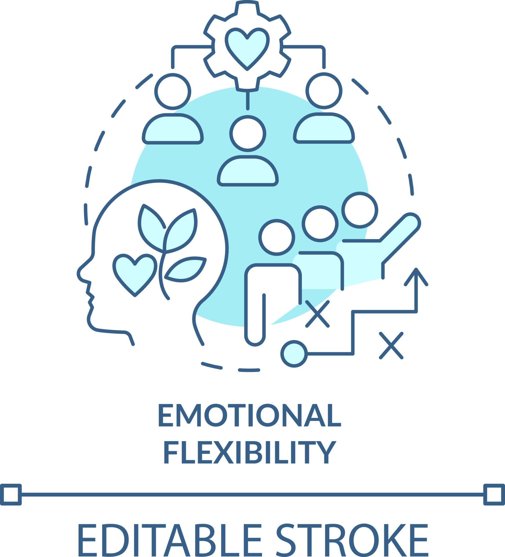 Emotional flexibility turquoise concept icon. Reaction to stress ... Emotional flexibility turquoise concept icon. Reaction to stress ...