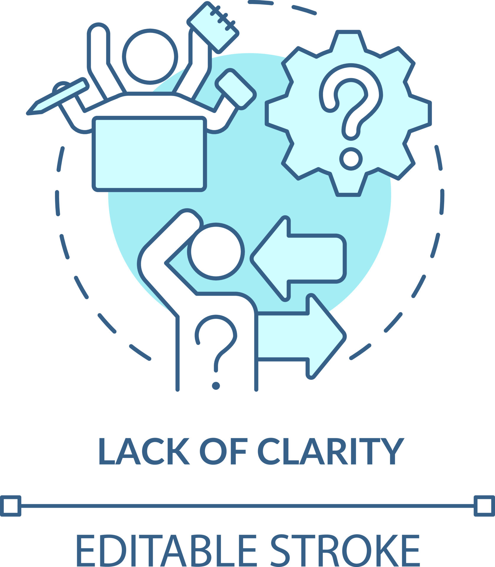 Lack of clarity turquoise concept icon. Disorder and chaos. Barrier to ... Lack of clarity turquoise concept icon. Disorder and chaos. Barrier to ...