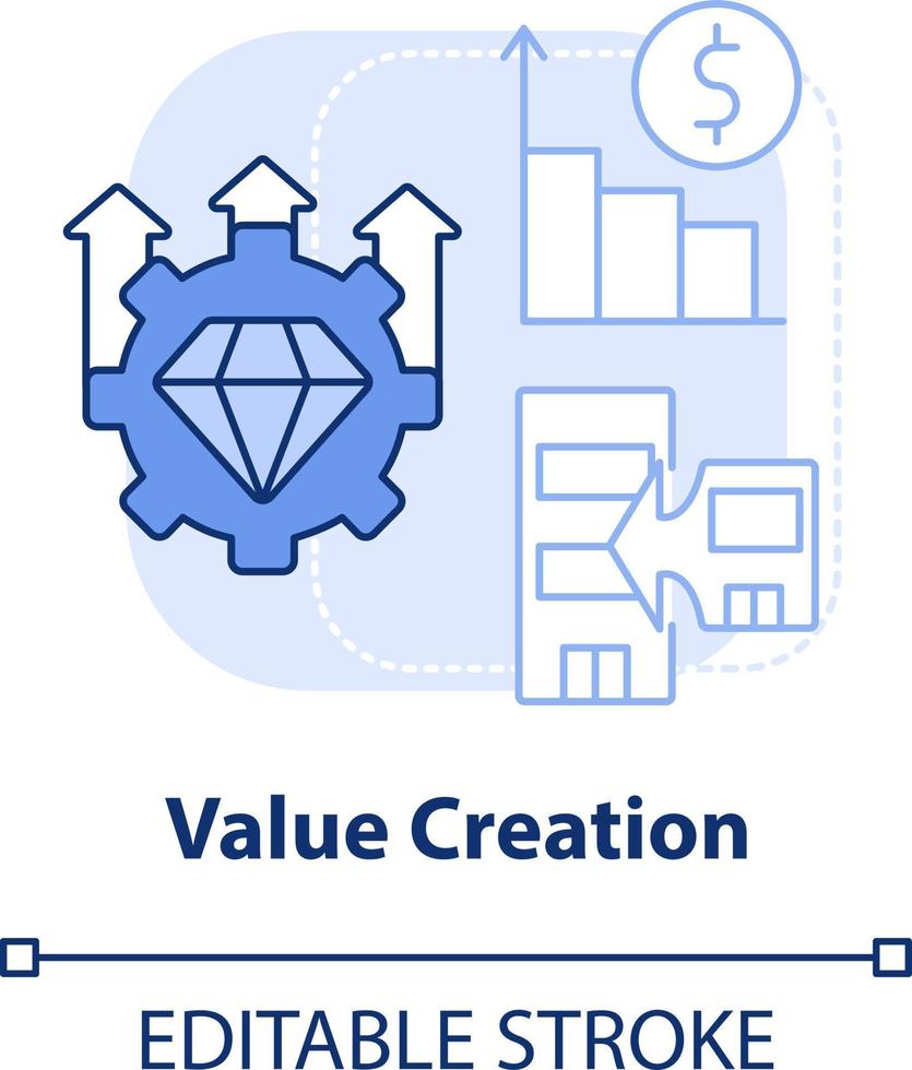 Value creation light blue concept icon. Cost and revenue synergy. Motive for merger abstract ...