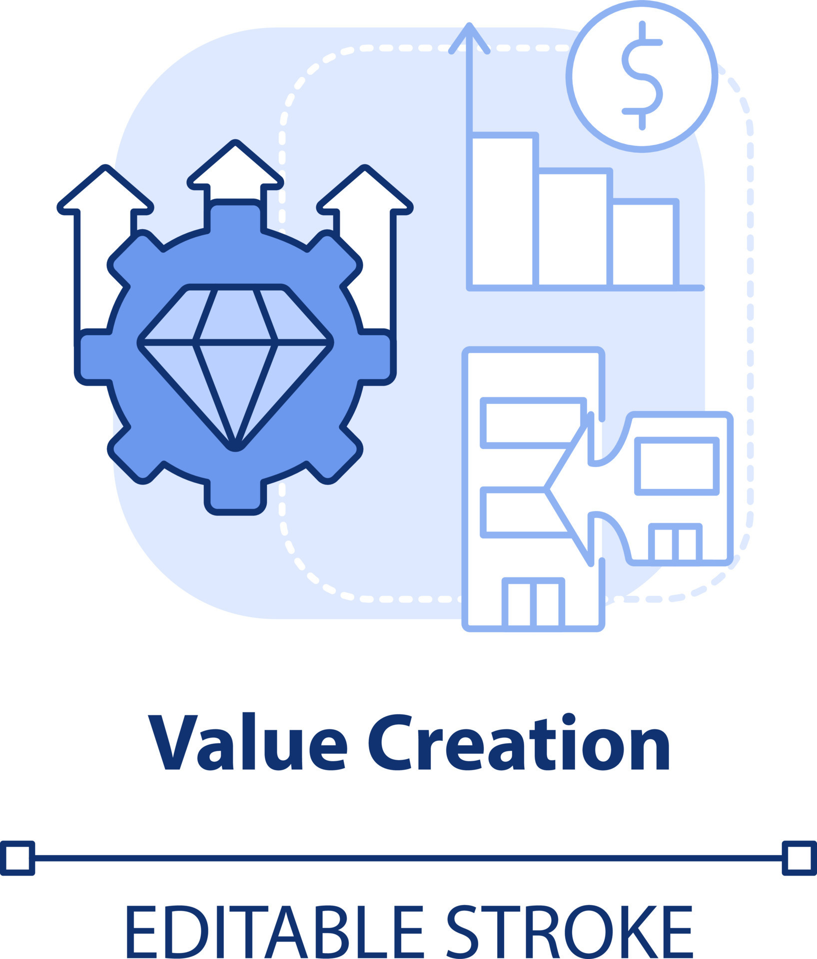Value creation light blue concept icon. Cost and revenue synergy ... Value creation light blue concept icon. Cost and revenue synergy ...
