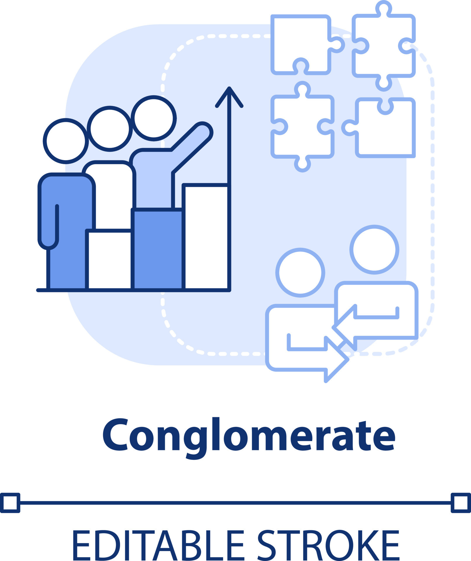 Conglomerate business merger light blue concept icon. Different areas ... Conglomerate business merger light blue concept icon. Different areas ...