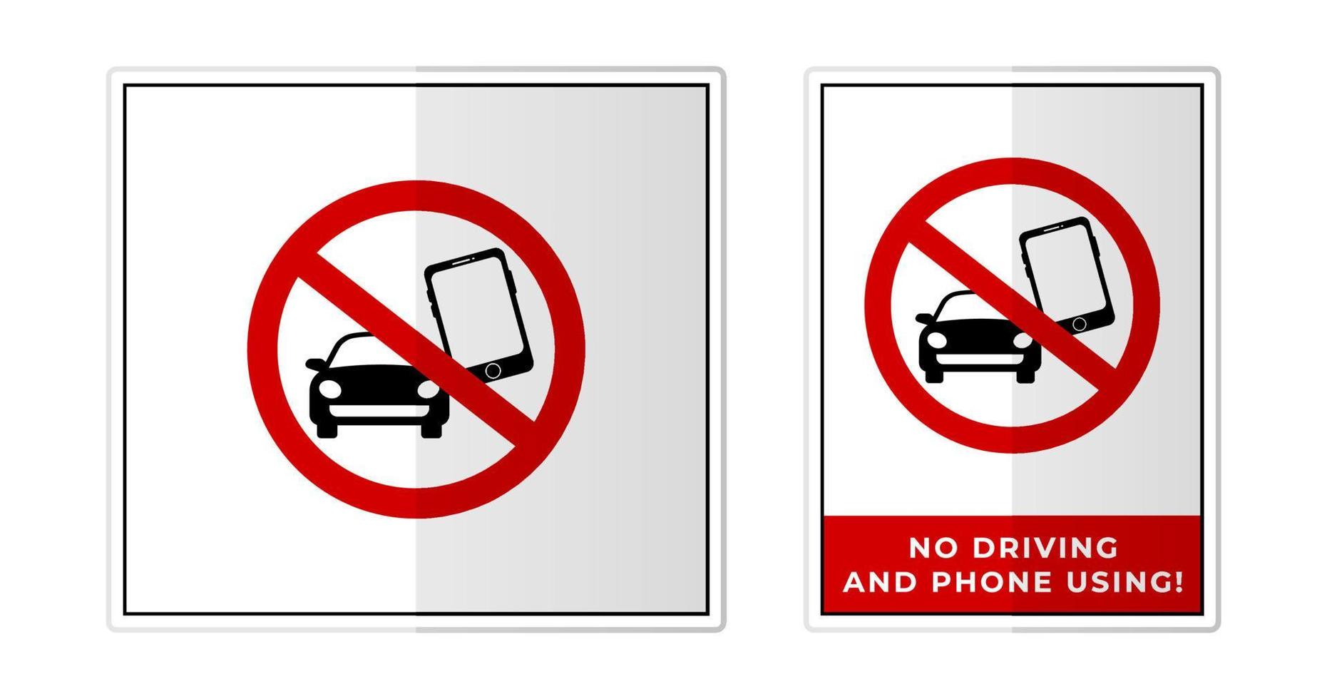 No driving and phone using Sign Label Symbol Icon Vector Illustration ...