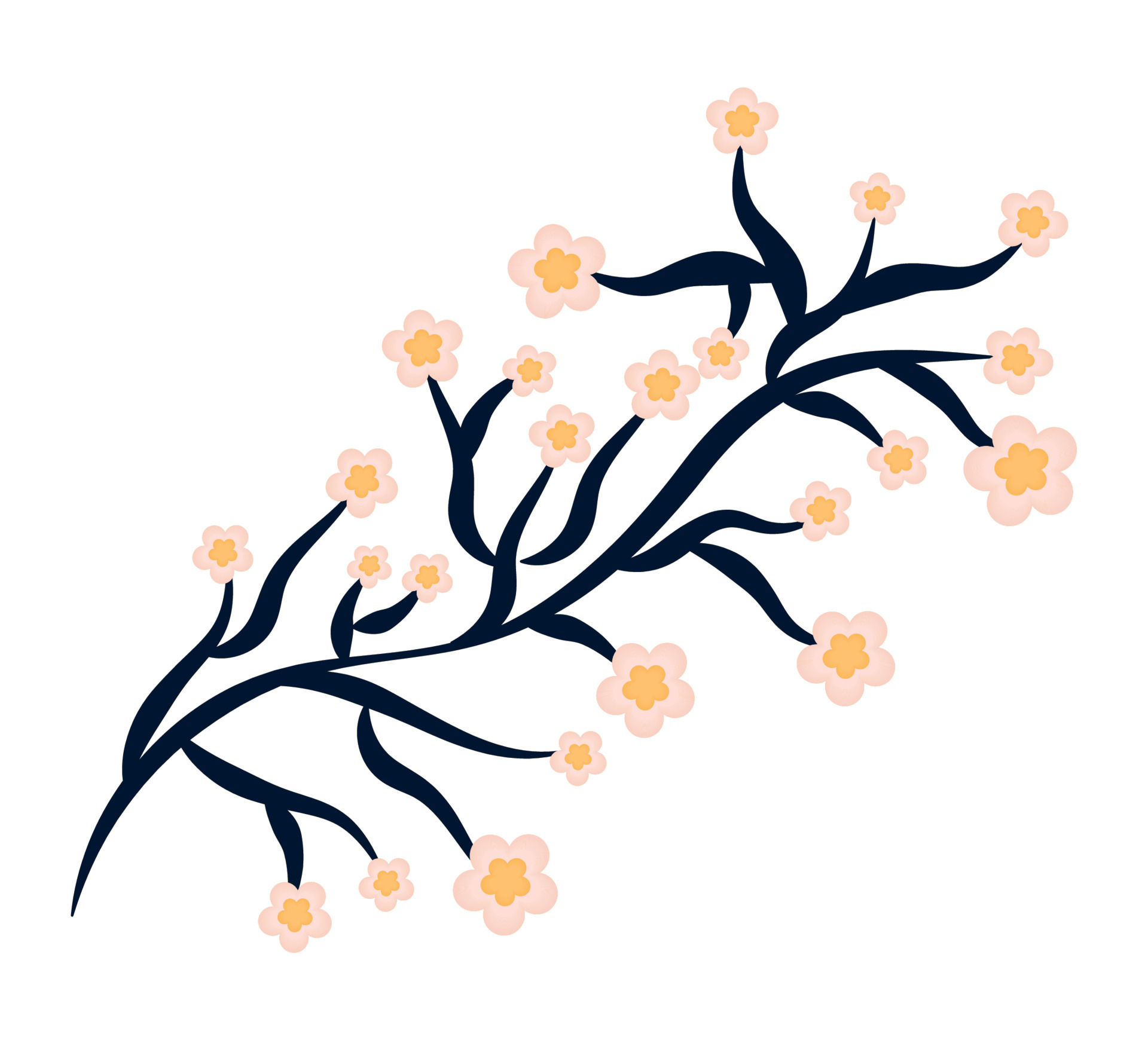 tree branch with flowers 21382430 Vector Art at Vecteezy