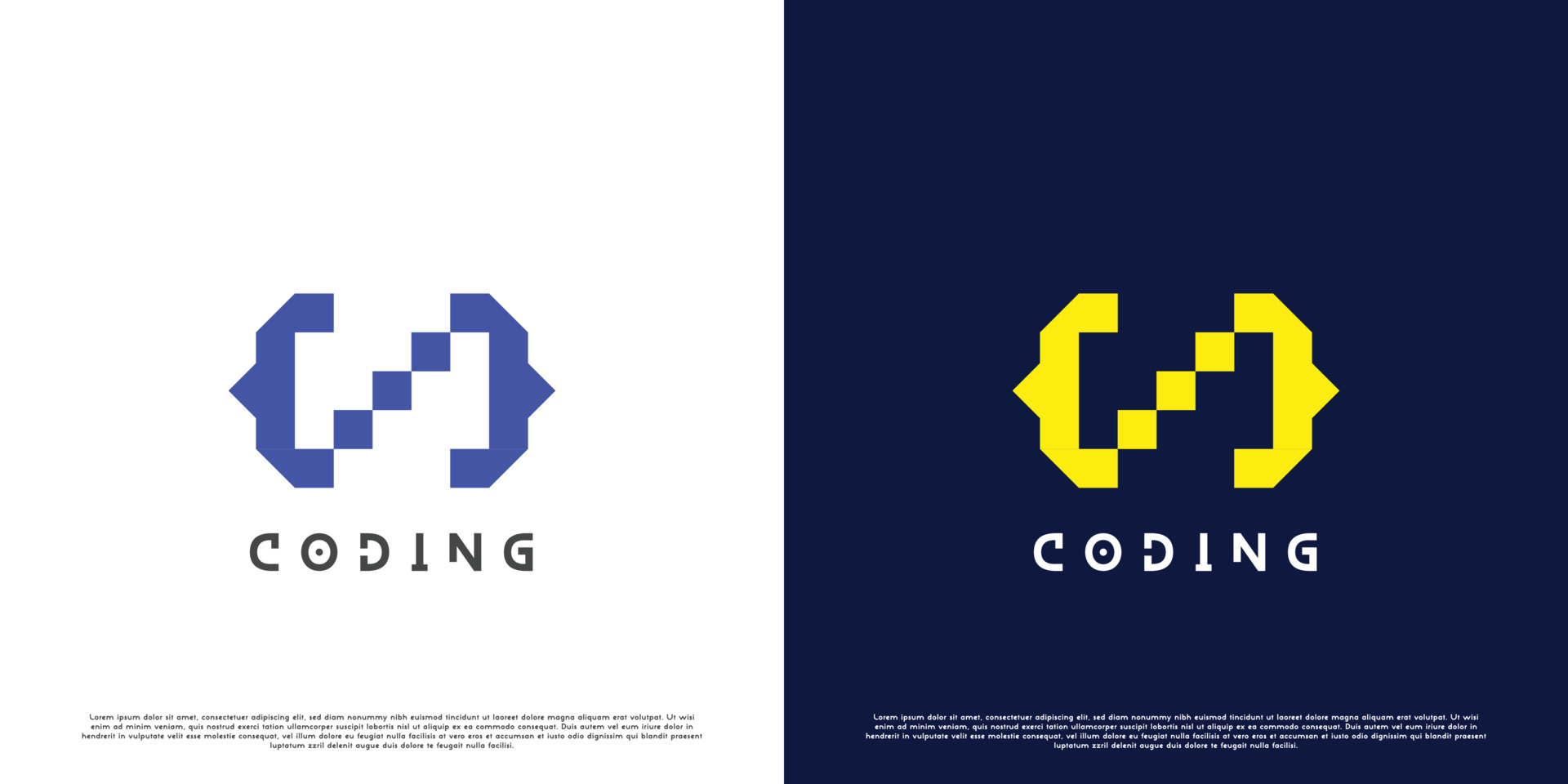 Code Coding Logo Design Illustration Modern Html Pixel Coder Abstract